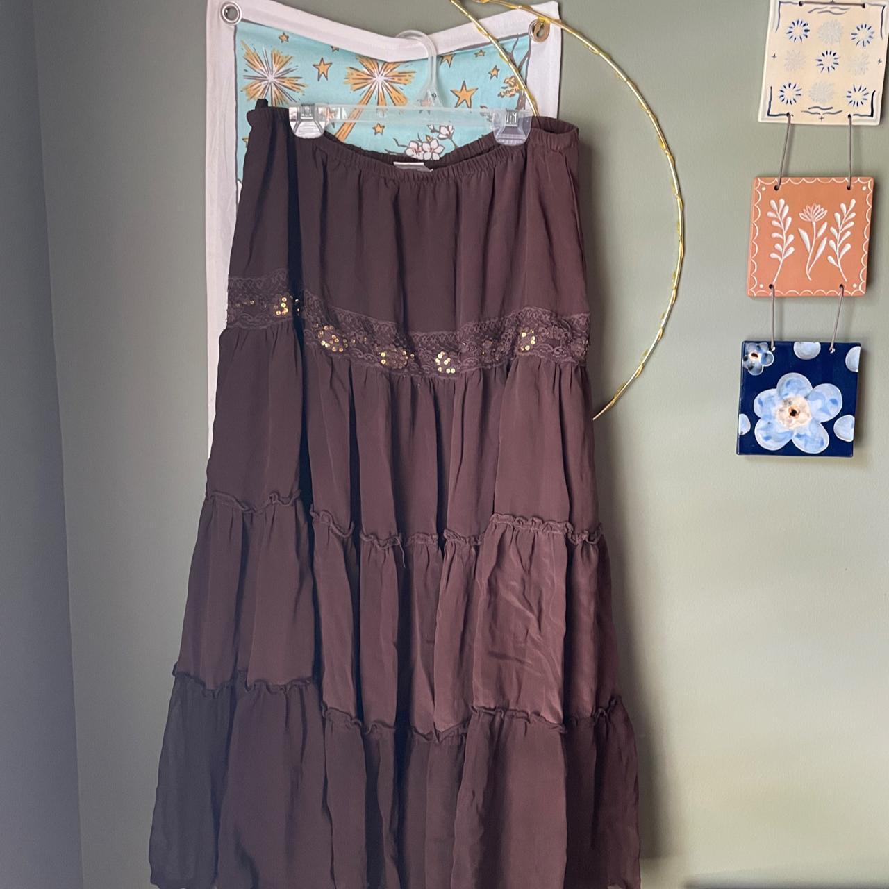 boho maxi skirt Cache brand size L super cute... - Depop