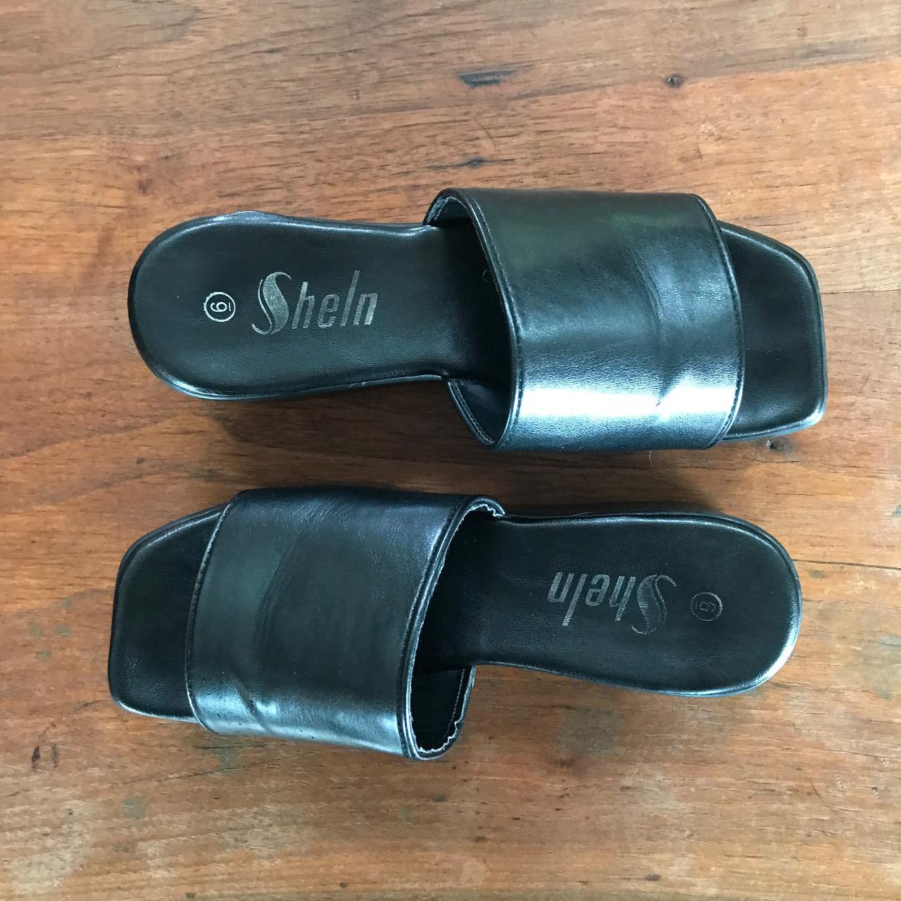 SHEIN Women's Black Slides | Depop
