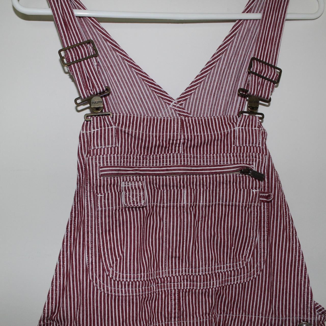 Red and white pinstripe overalls Cutoff shorts with... - Depop