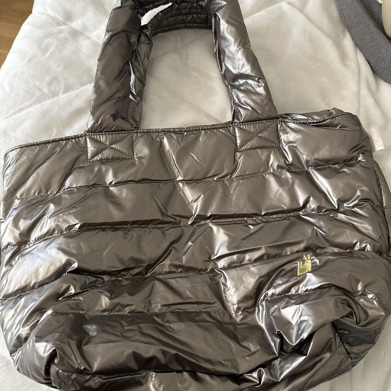Silver puffer tote bag Very spacious Dm for... - Depop