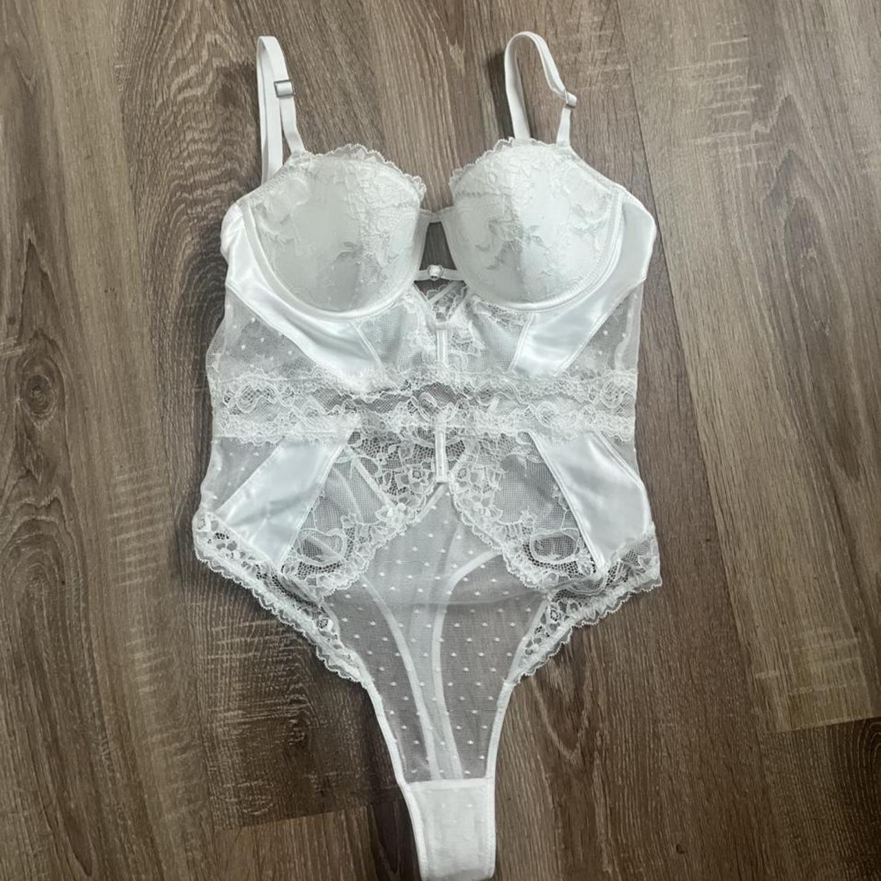 white mesh lace bodysuit - Depop