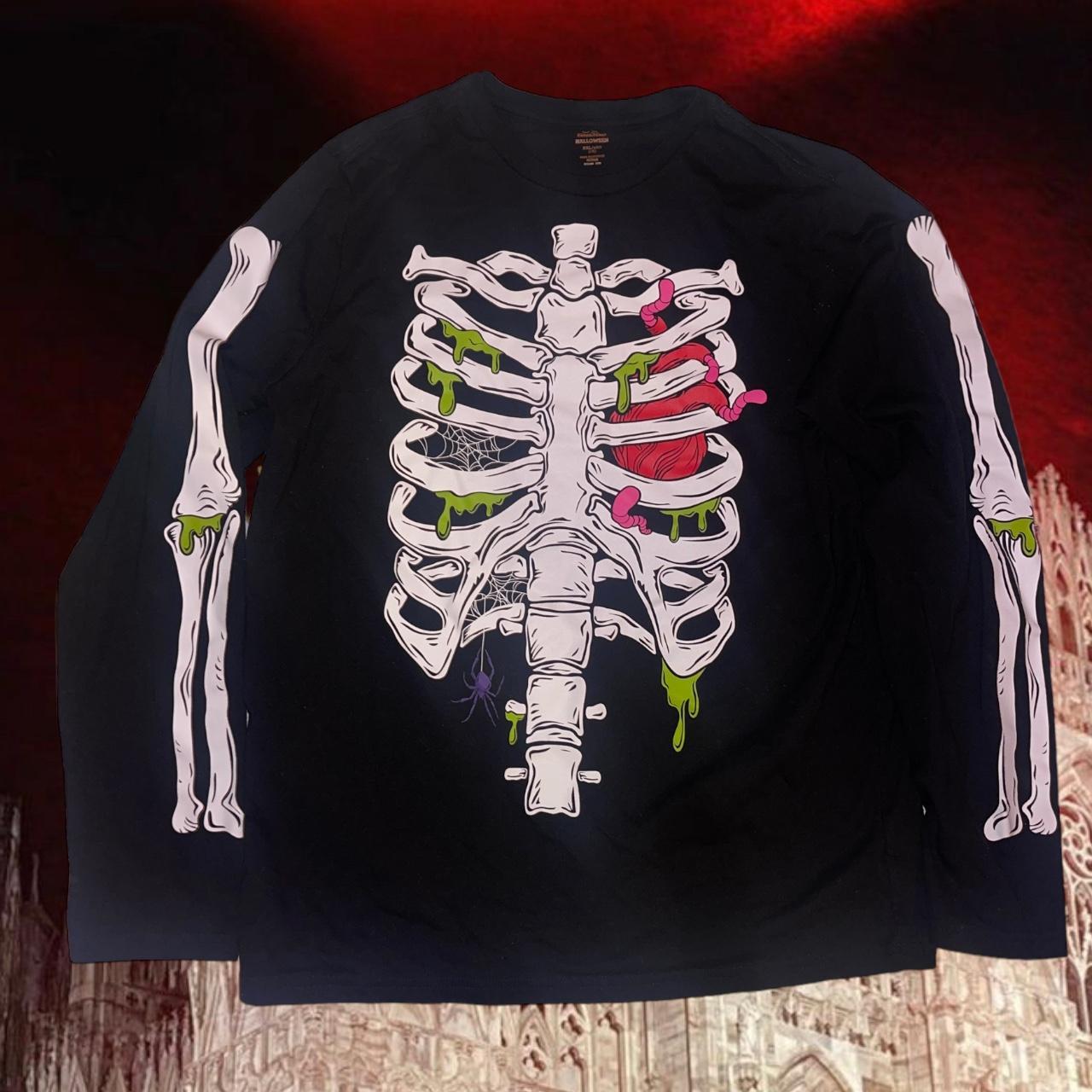 Skeleton long sleeve with bone sleeves Super cute... - Depop