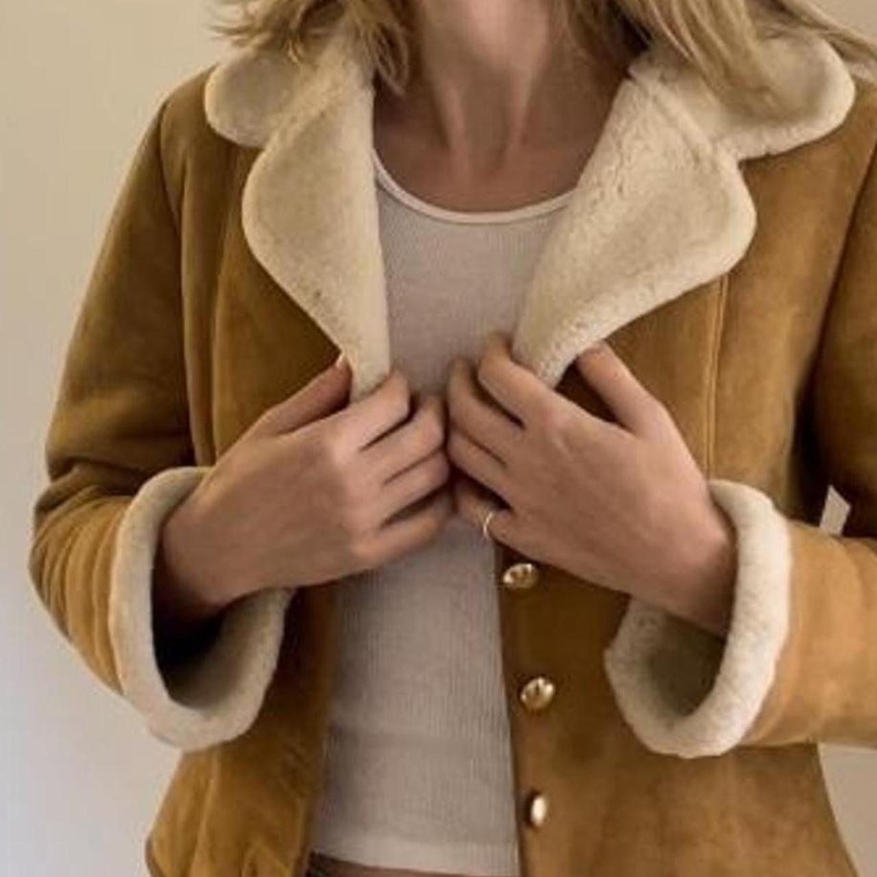 Vintage suede shearling jacket. Thick & warm - the... - Depop