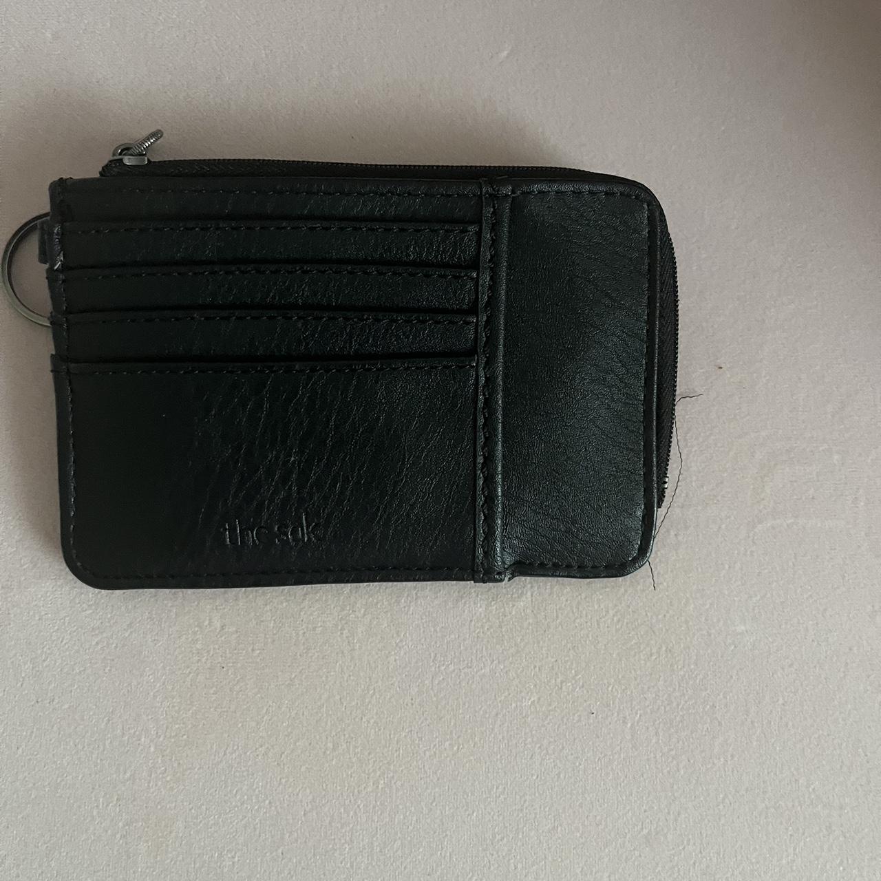 Black leather card holder with keychain by the sak - Depop