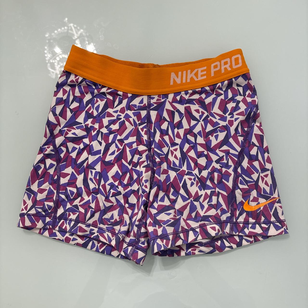 Nike Pro training shorts in colorful pattern. Size:... - Depop
