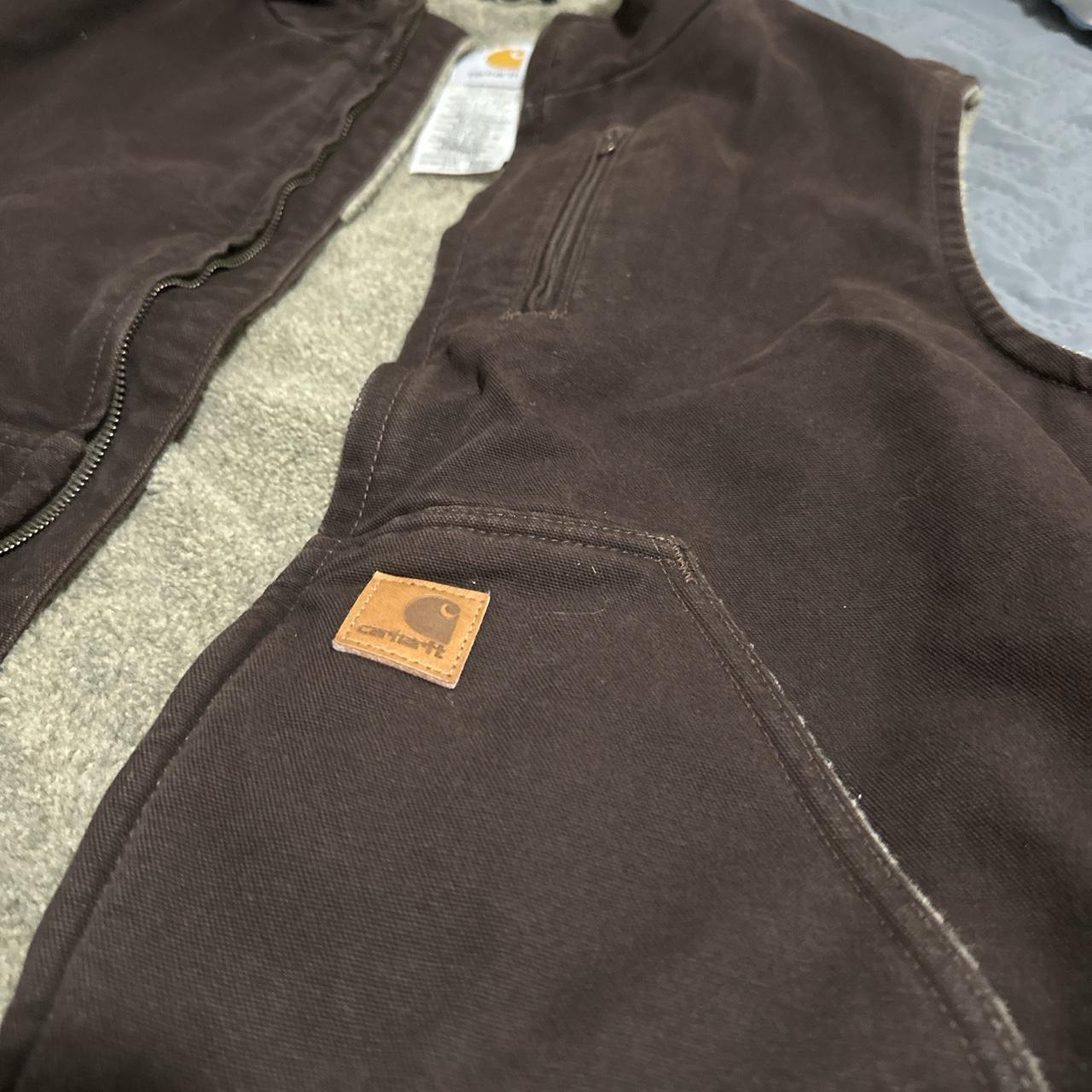 Carhartt V33 Dark Brown Relaxed Fit Duck Sherpa... - Depop