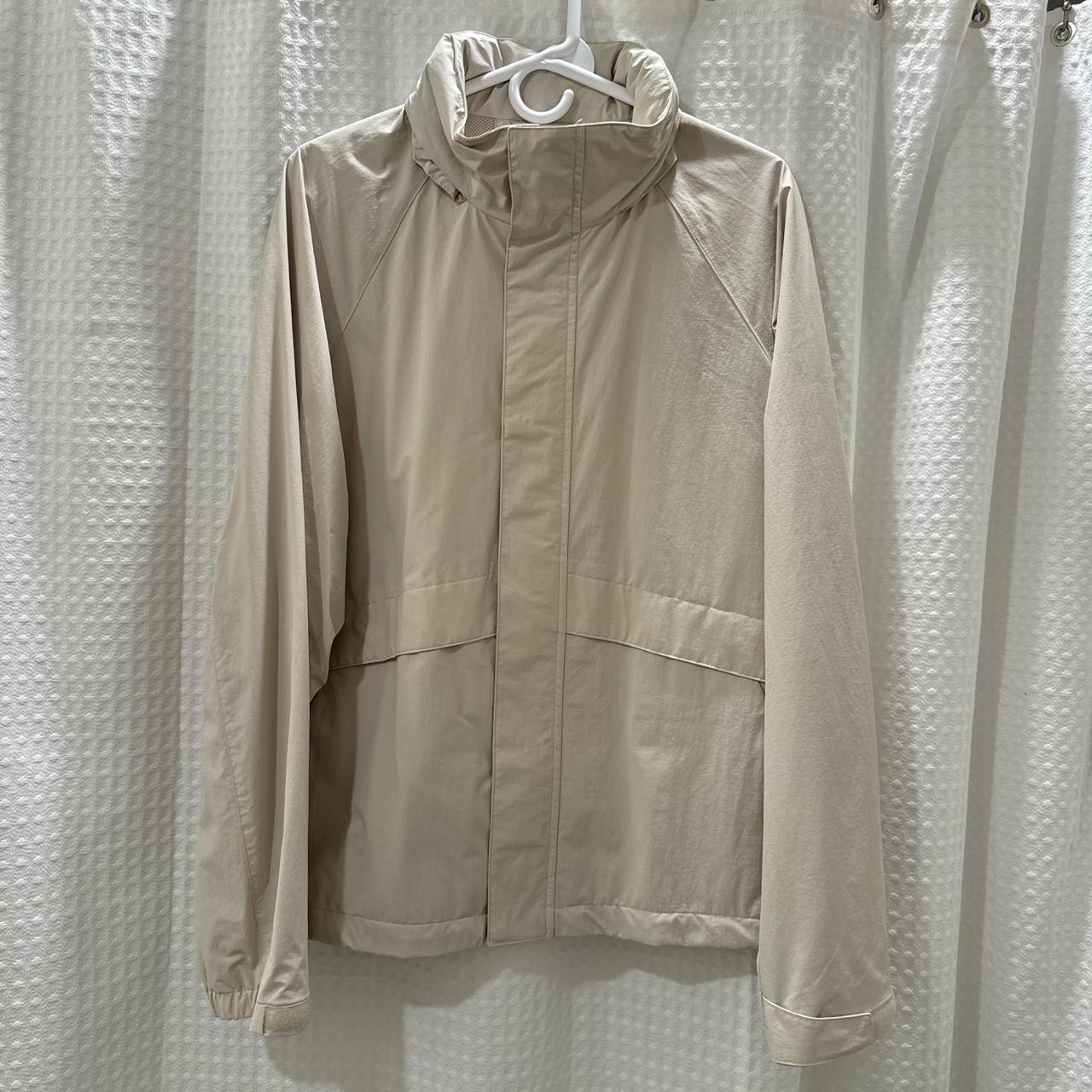 Uniqlo Beige Rain Jacket Size Medium Worn 1x... - Depop