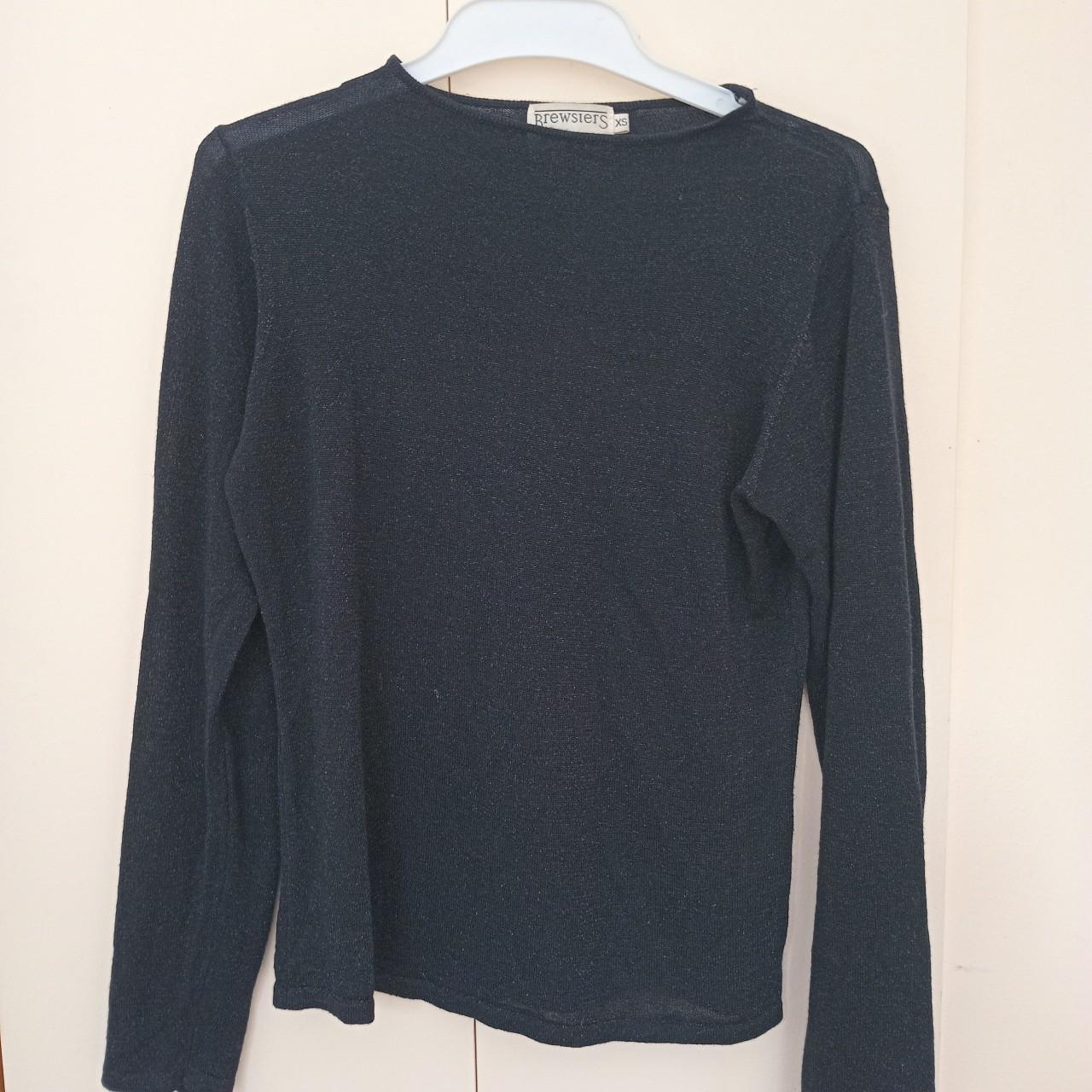 Vintage blue sheer jumper top with silver glitter... - Depop