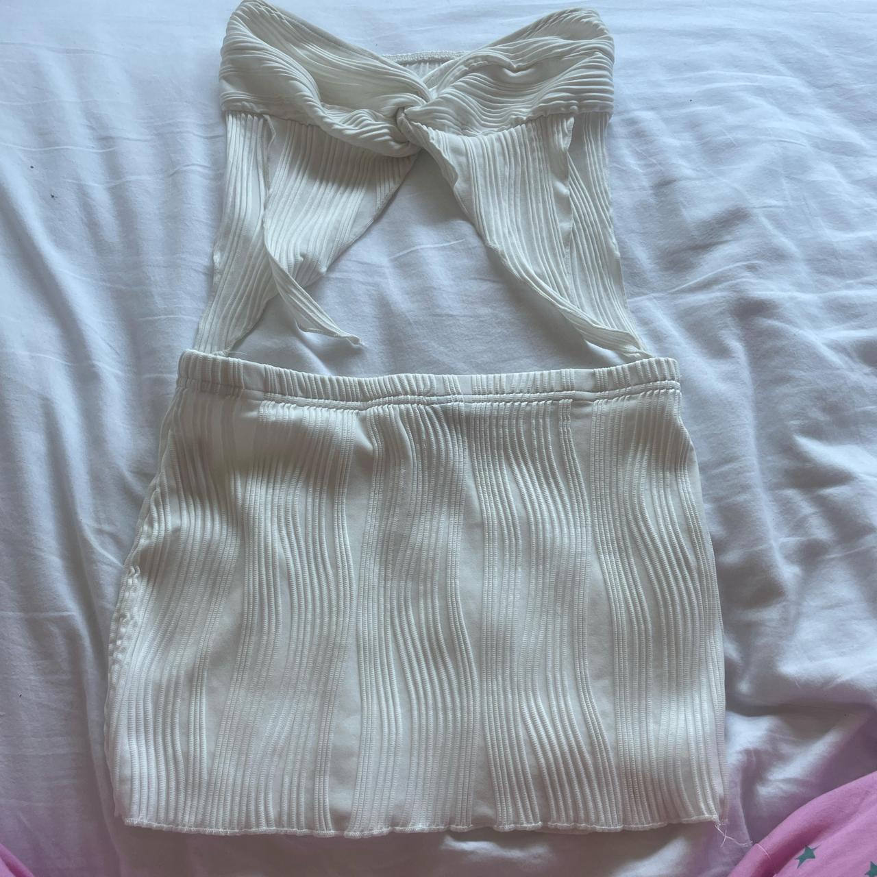 mini skirt and top set white few stains gorgeous... - Depop
