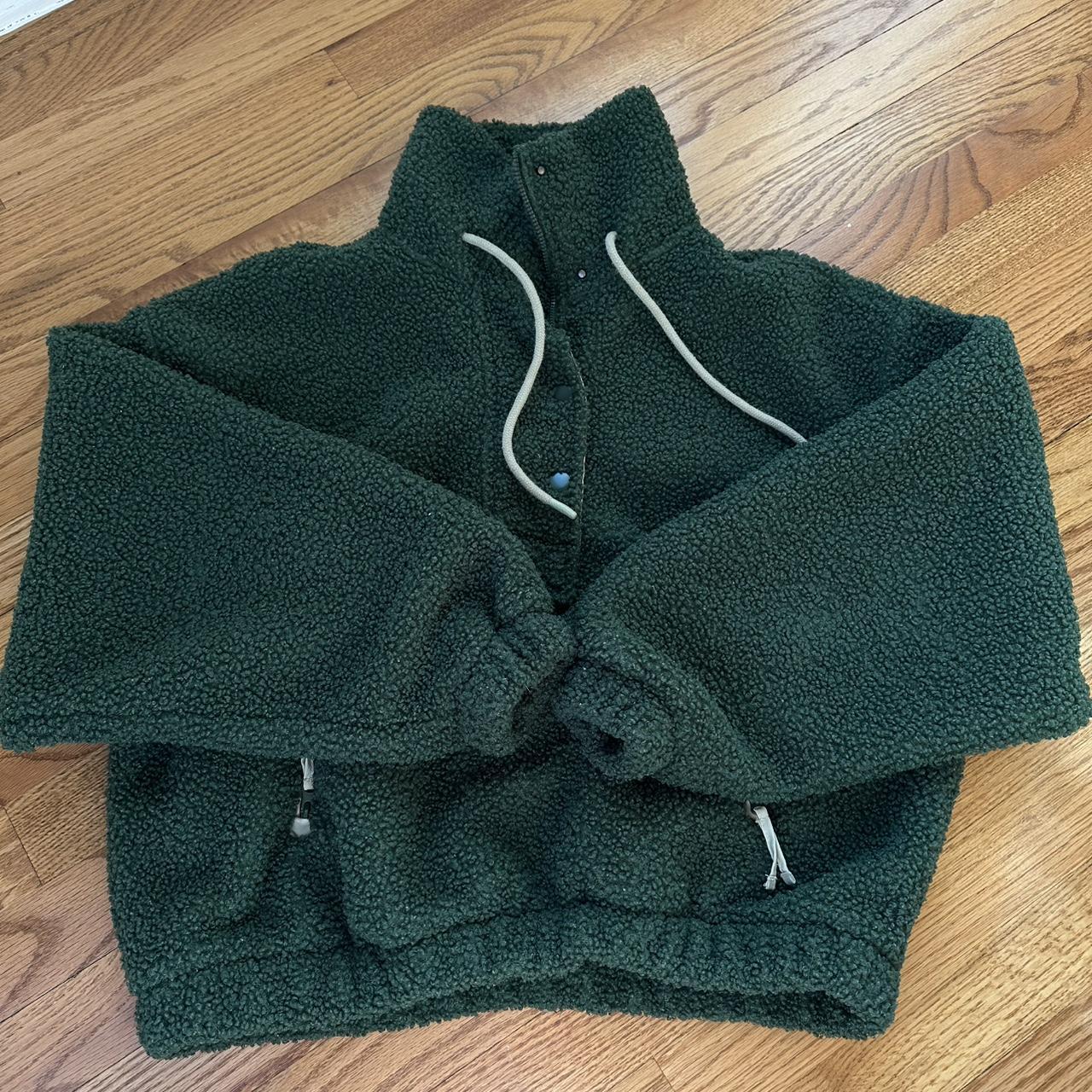 Green fleece zip up sweatshirt fleece | Depop