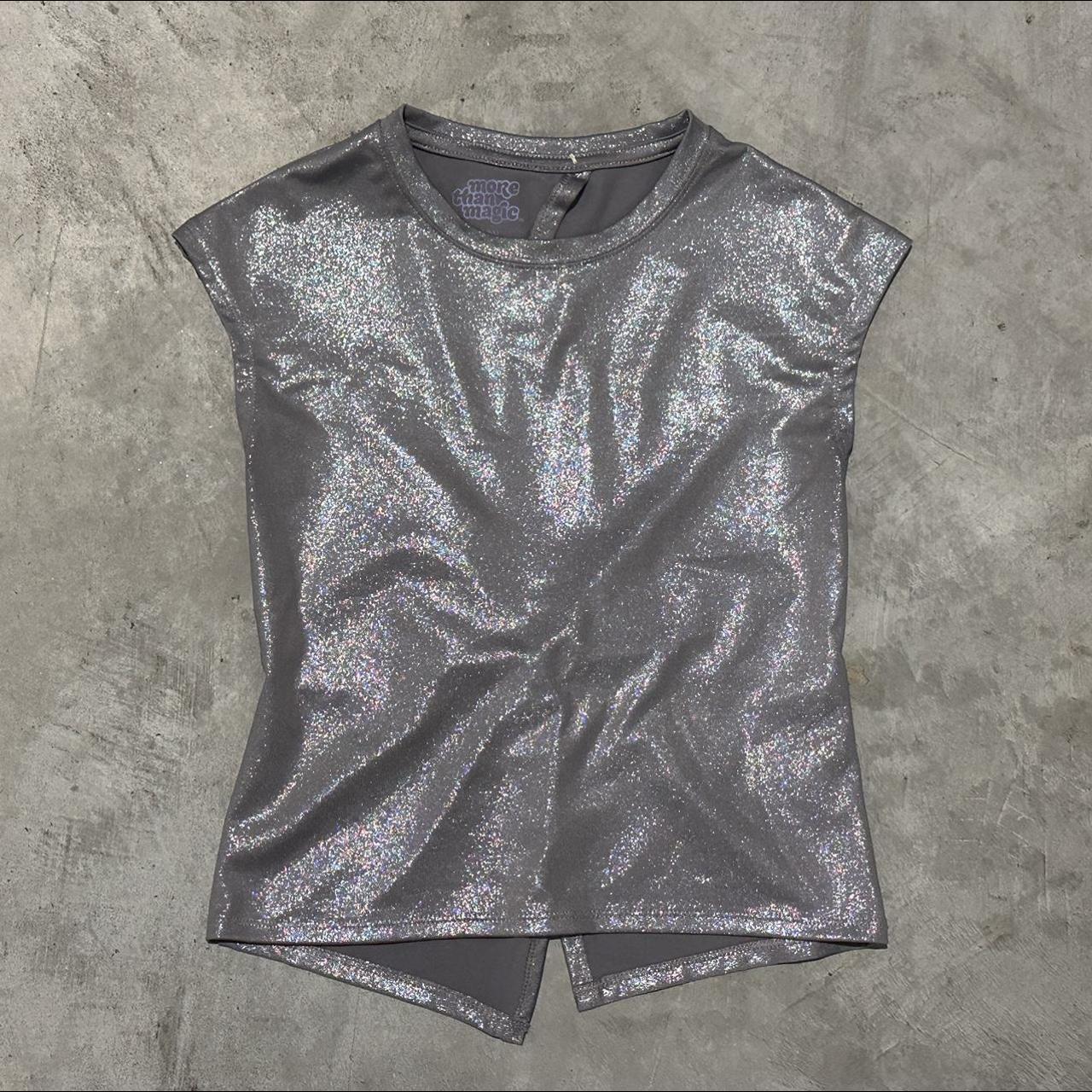 silver glitter top - Depop