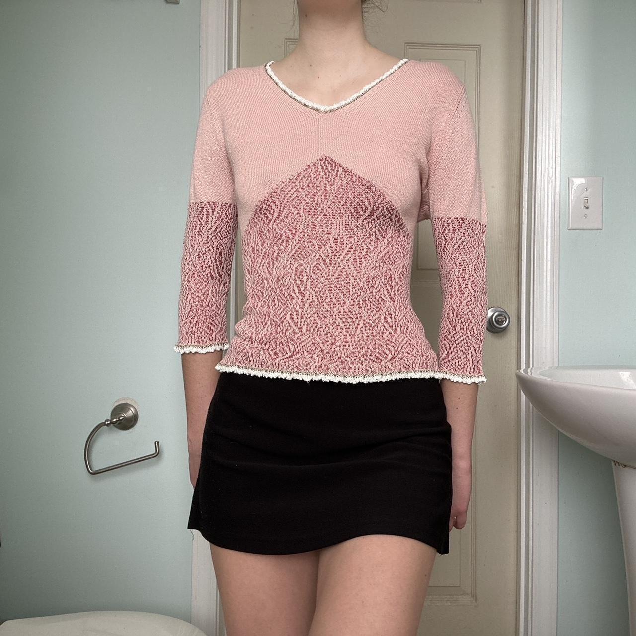 J. Jill Women's Pink and White Jumper | Depop