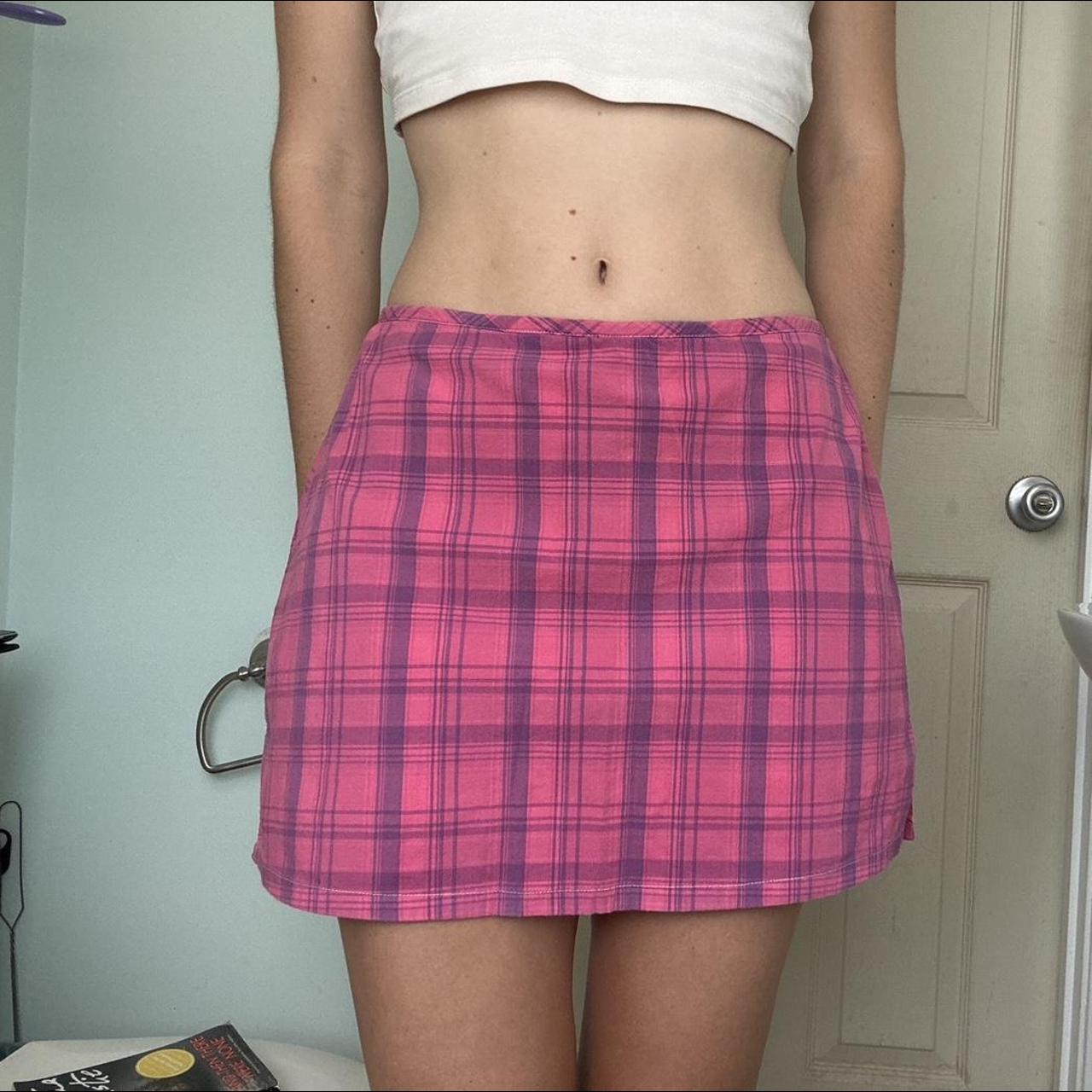Vintage Y2k Pink And Purple Plaid Mini Skirtskort Depop