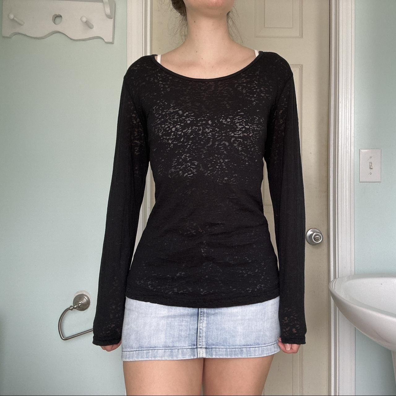 Black Sheer Long Sleeve Tee FREE Shipping; no need... - Depop