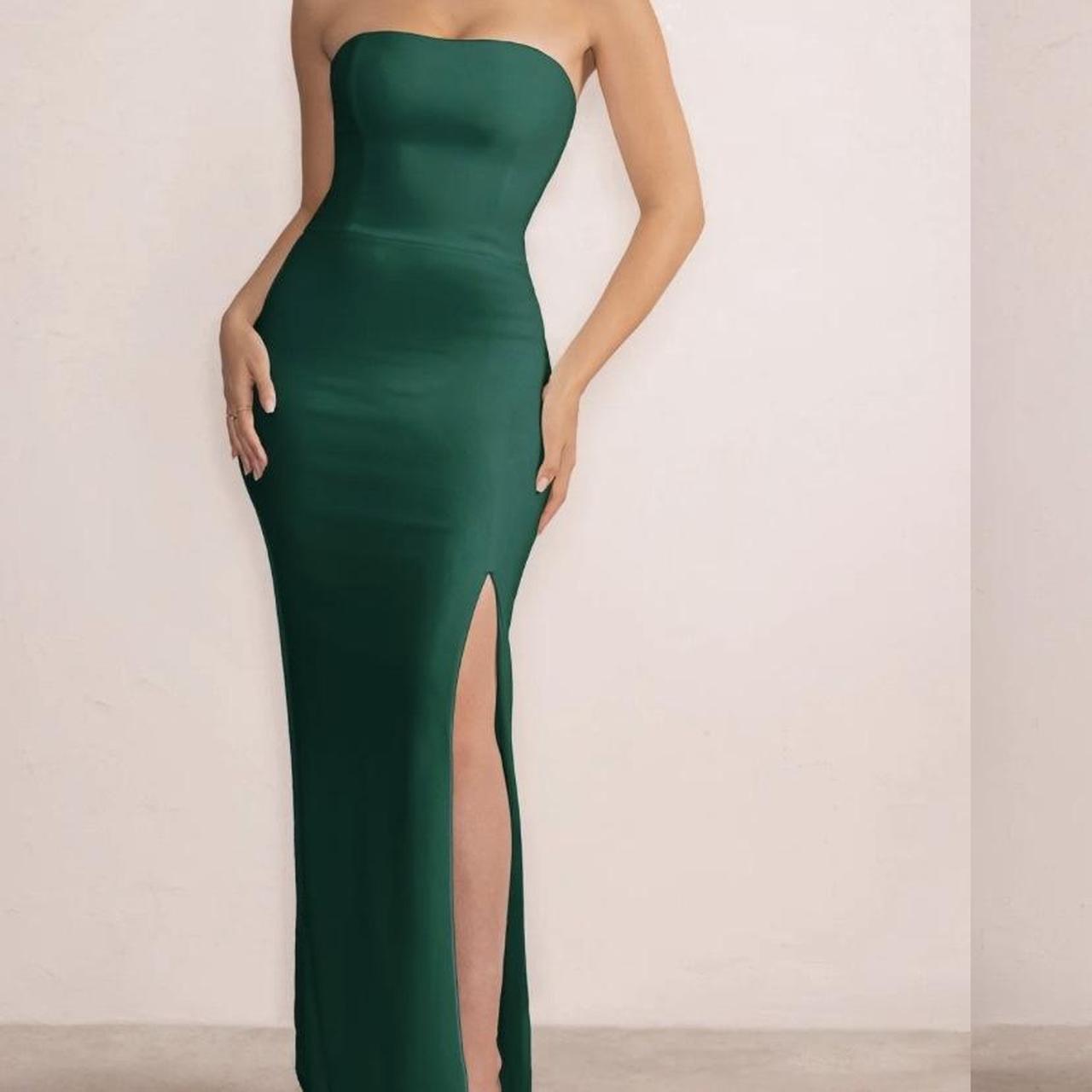 Club London green strapless bodycon dress, never... - Depop
