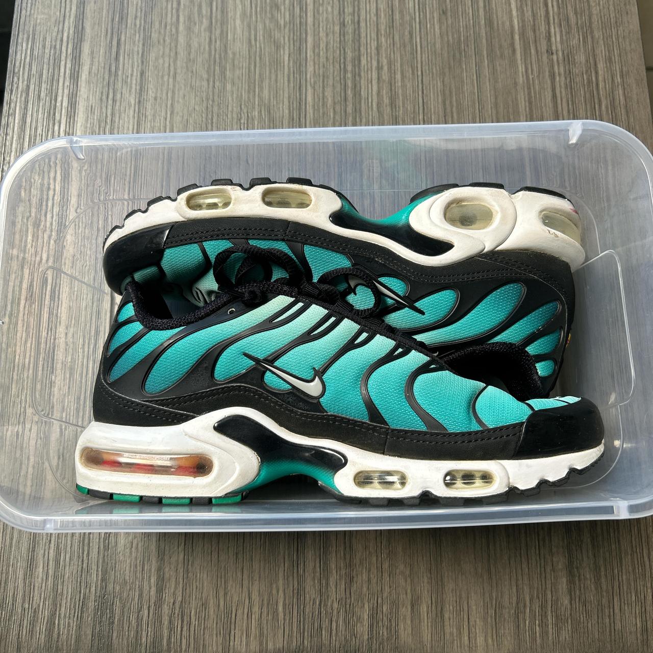 Nike Air Max Plus TN trainers in black and green... - Depop