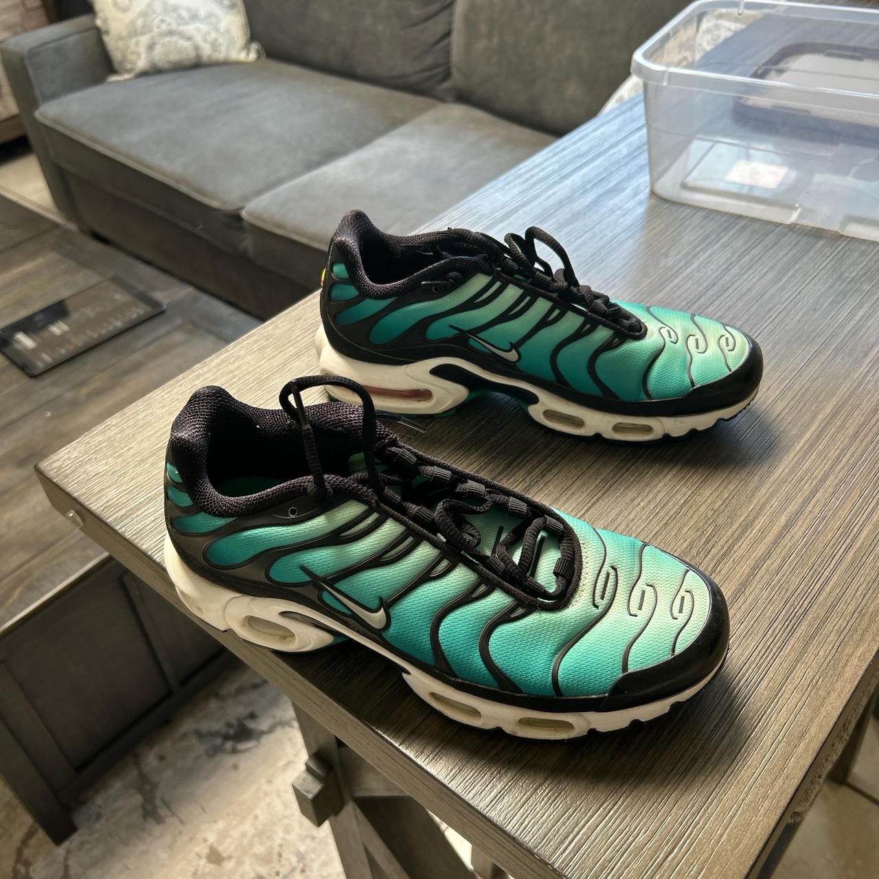 Nike Air Max Plus TN trainers in black and green... - Depop