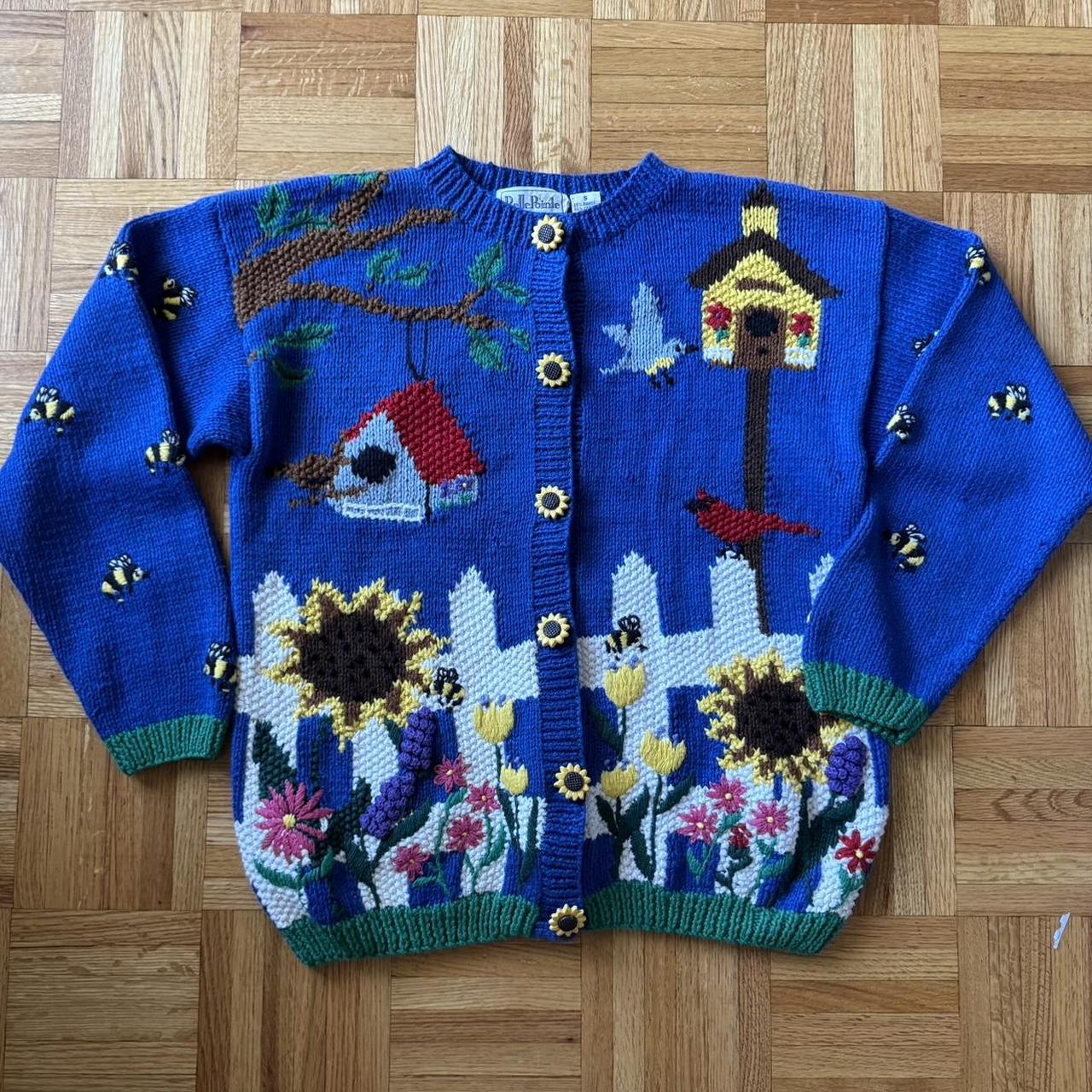 belle pointe funky cardigan with nature detail 22”... - Depop