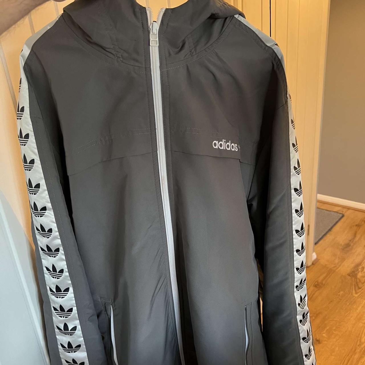 Mens grey adidas windbreaker jacket UK size... - Depop