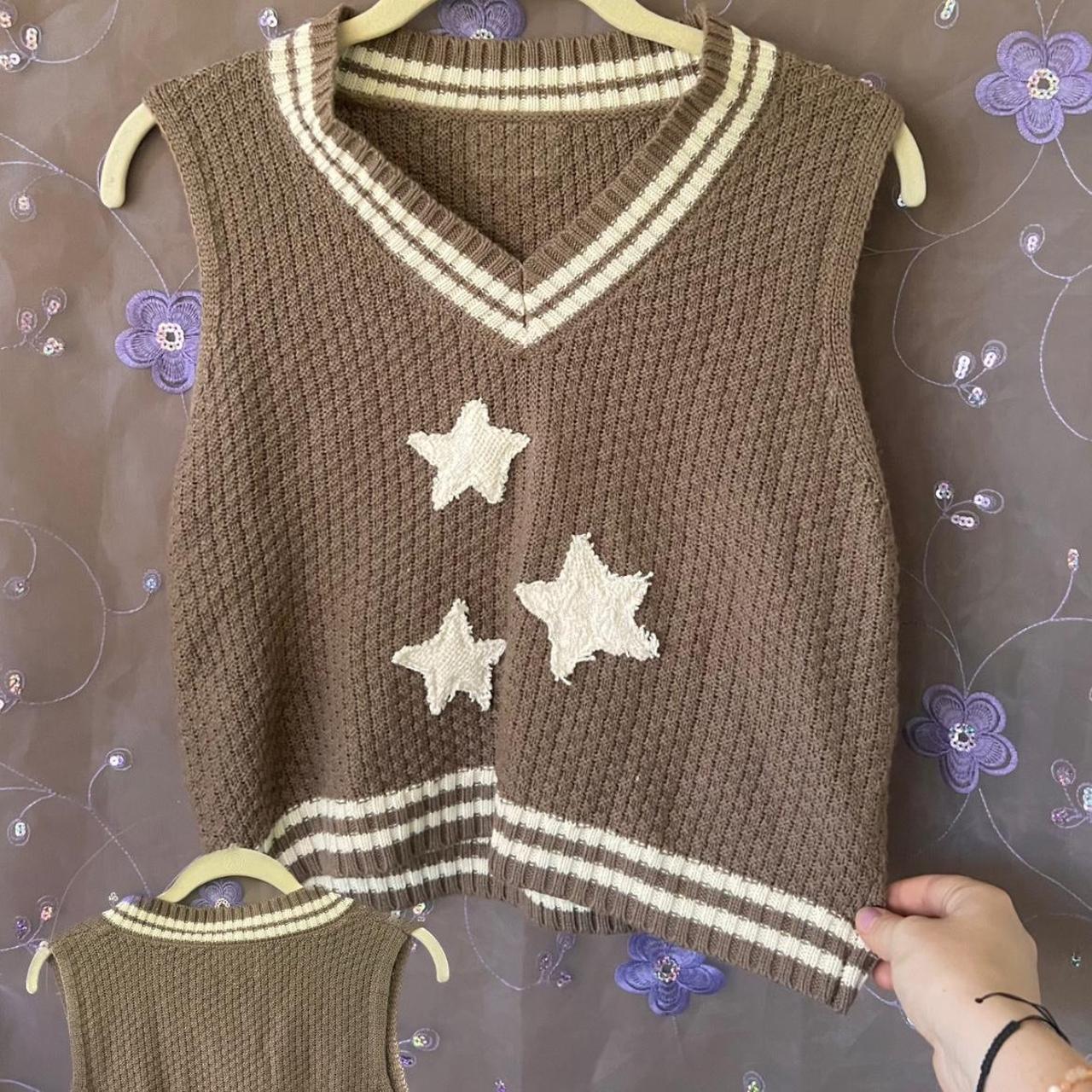 upcycled comfy star sweater vest ☆estimated size... - Depop