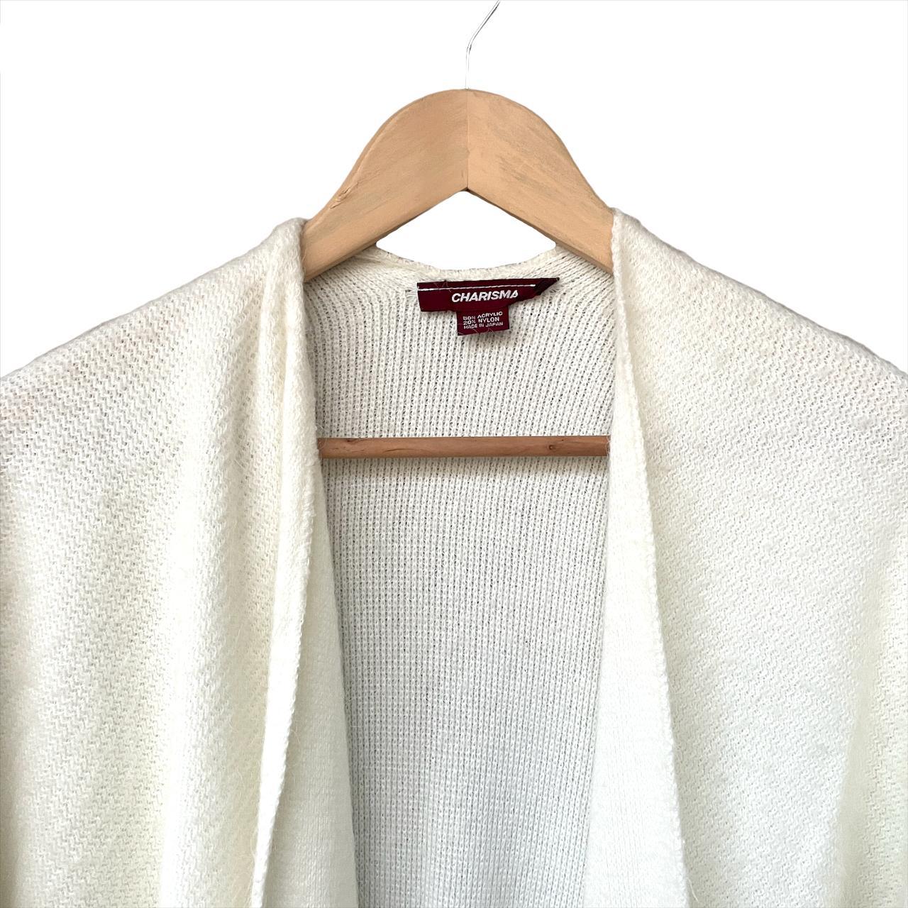 vintage cream knit fabric fringed... - Depop