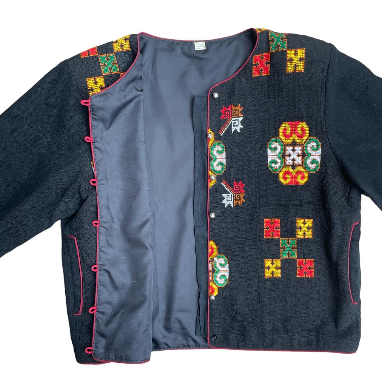cool vintage embroidered jacket with silver bell... - Depop