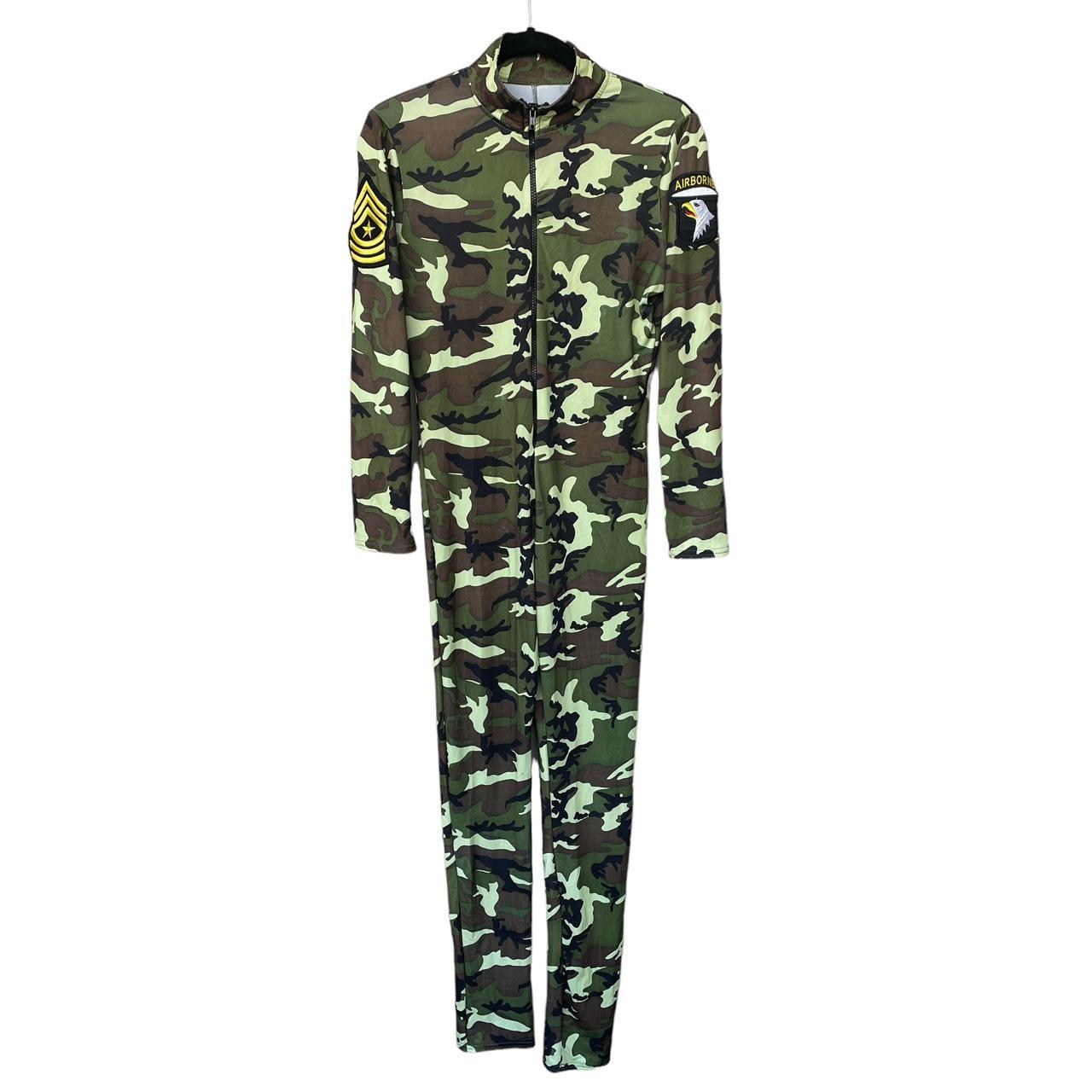 Vintage Army Costume Zip Up Camo Jumpsuitflight Depop