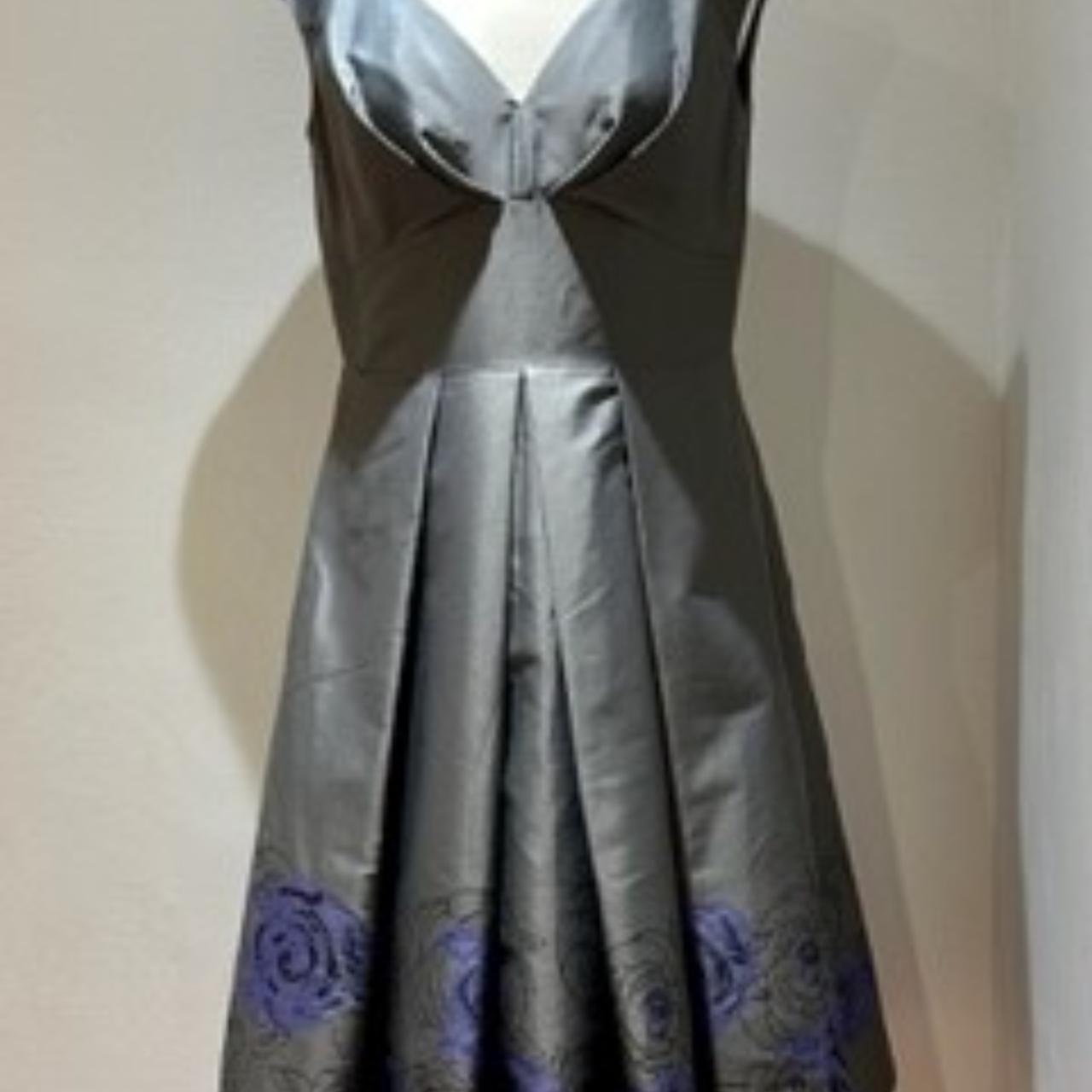 Laura Ashley Grey satin evening dress. A beautiful... - Depop