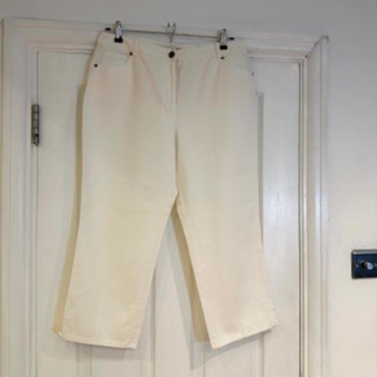 Jaeger White Cotton Jeans Size 14. Used, but in... - Depop