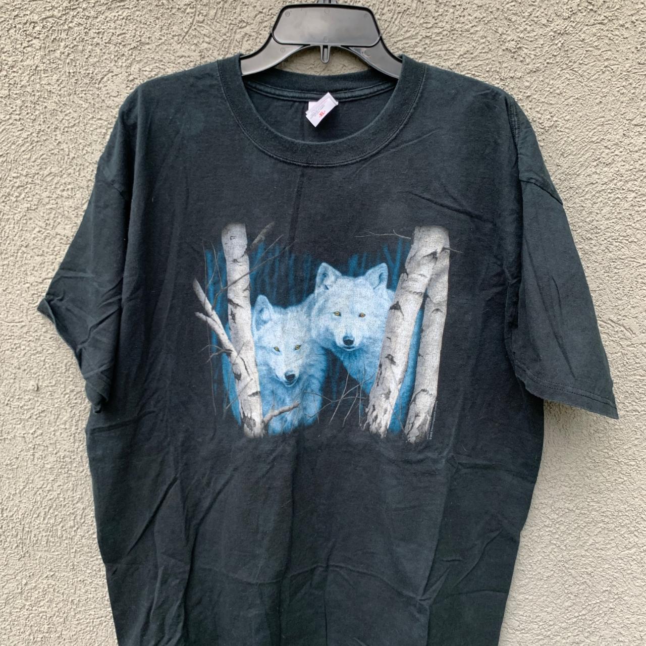 Vintage Y2K Wolf T-Shirt Shirt fabric is slightly... - Depop