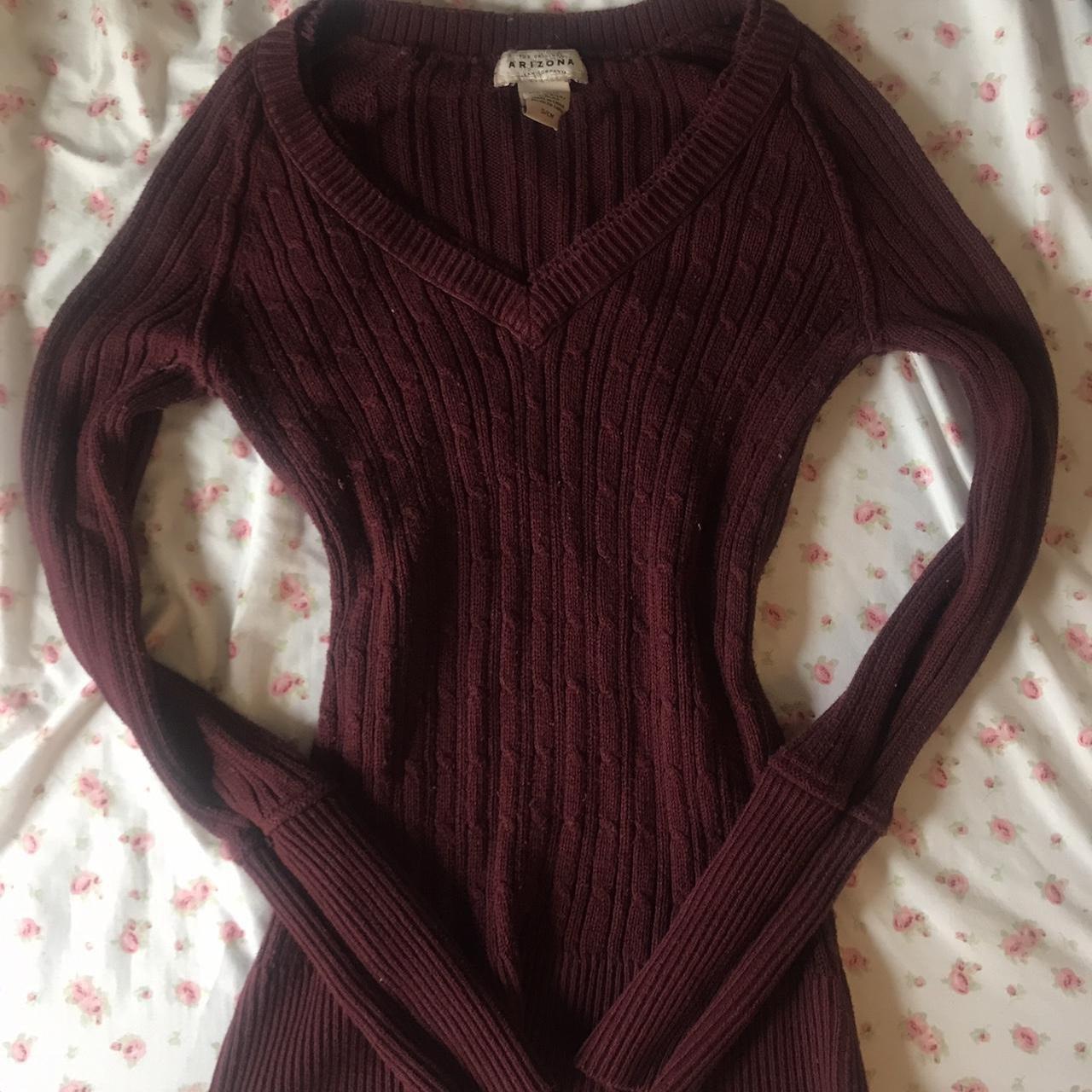 burgundy arizona sweater perfectly pairs with a... - Depop