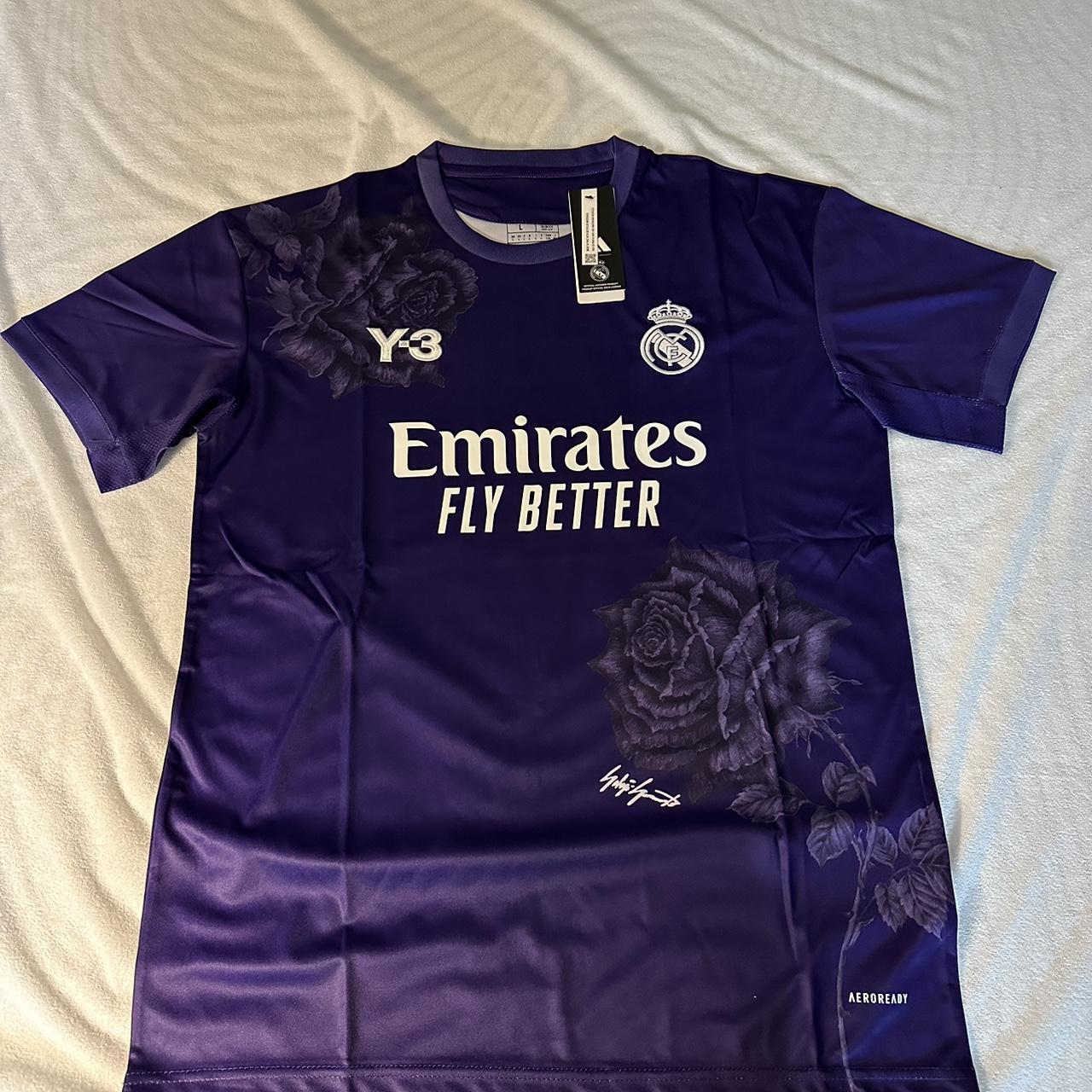 Y3 purple and white Real Madrid football shirt #Y3... - Depop