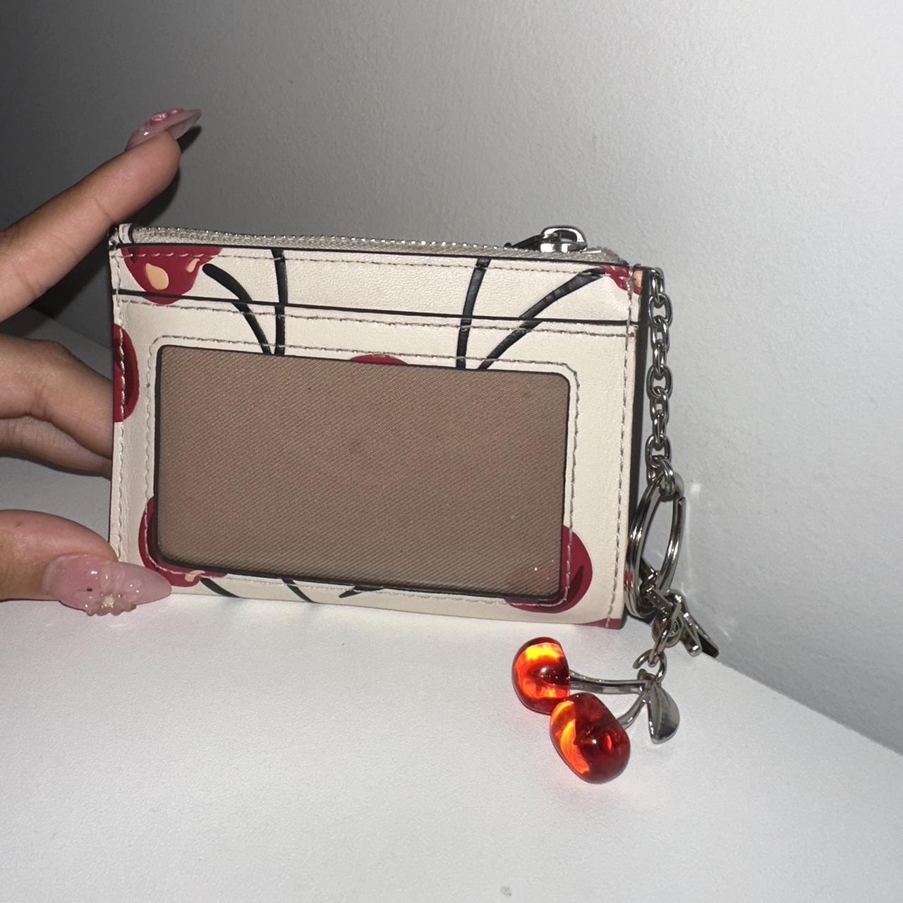 Coach mini skinny id/card case in cherry print ... | Depop