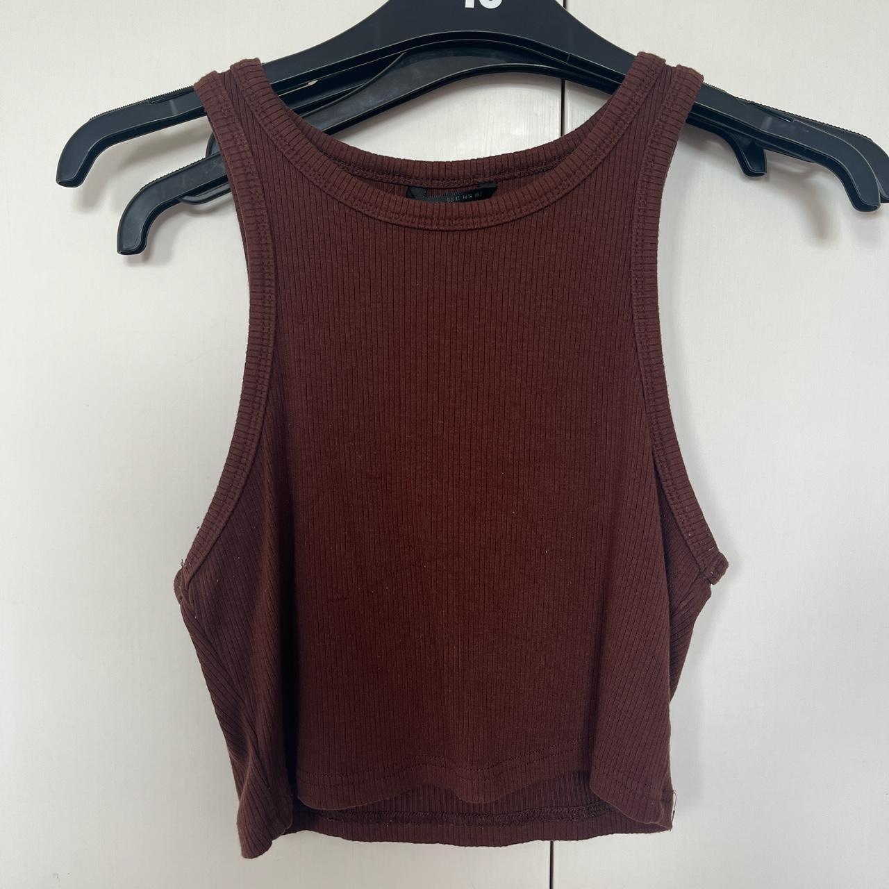 Shein brown racer neck vest Worn a few times but... - Depop