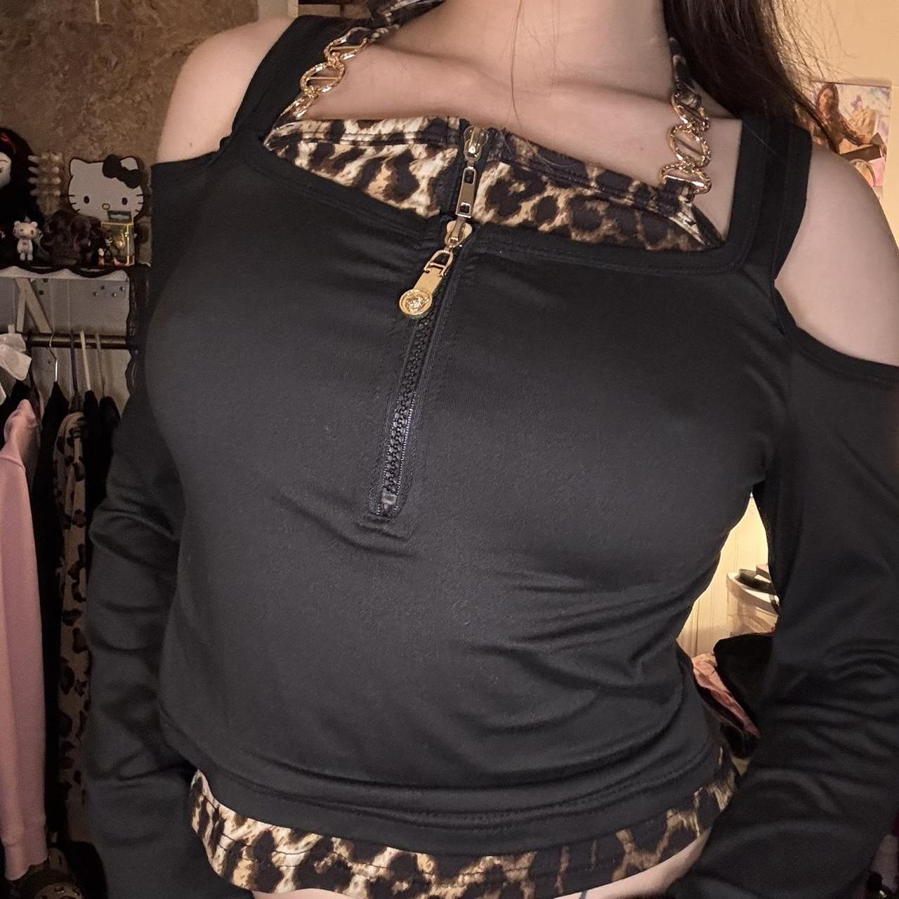 gyaru leopard print layered chain top🖤 #gyaru... | Depop