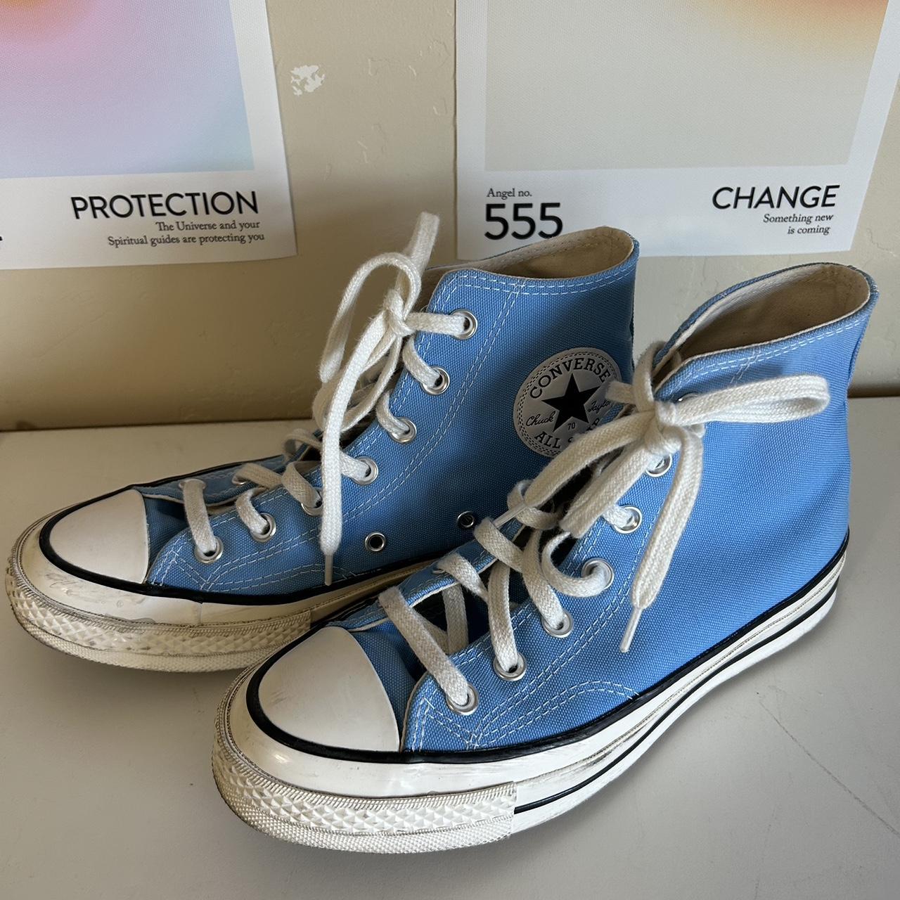 Size 7.5 women’s sky blue converse - Depop