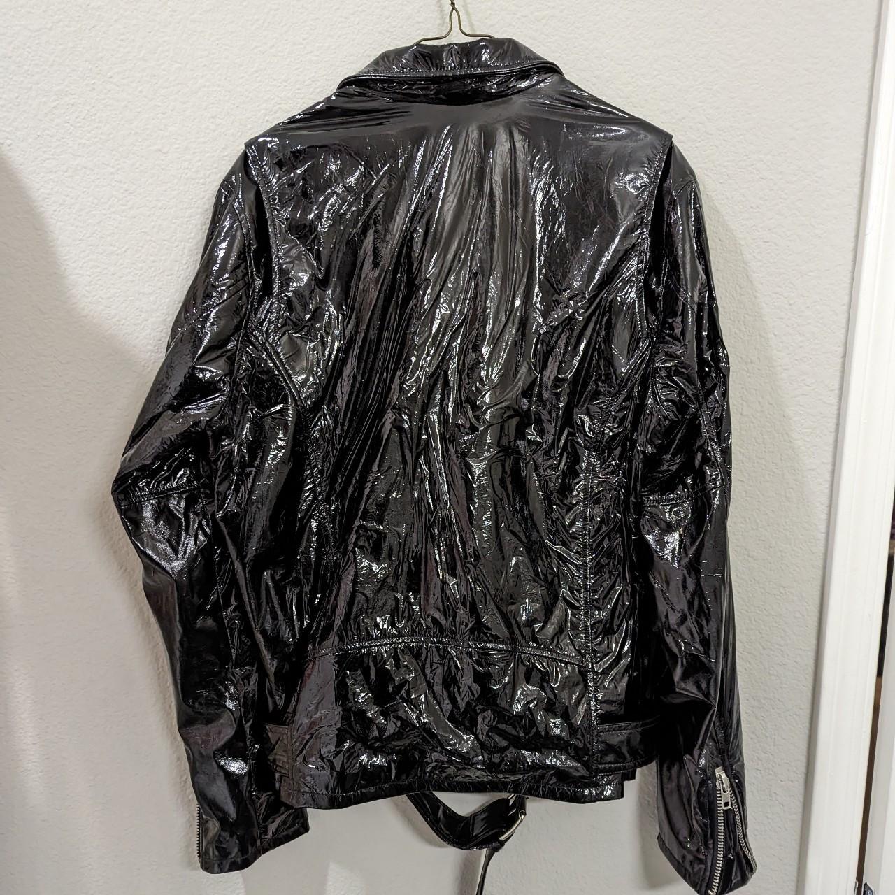Awesome Black Lip Service PVC vinyl jacket. Silver... - Depop