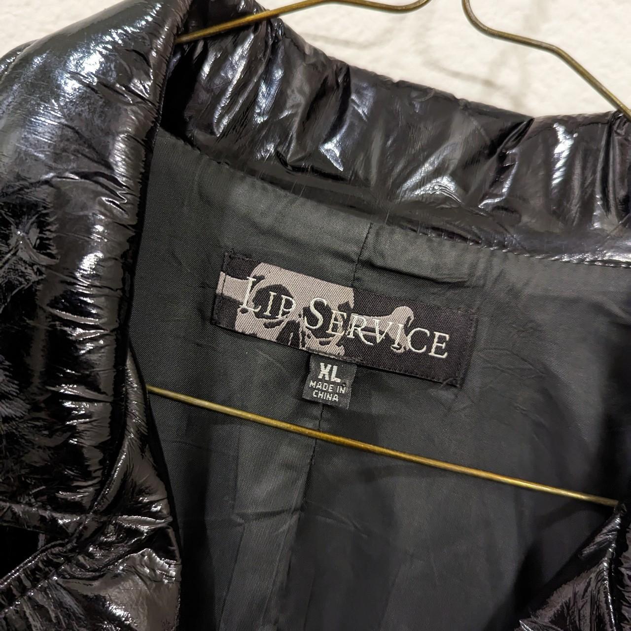 Awesome Black Lip Service PVC vinyl jacket. Silver... - Depop