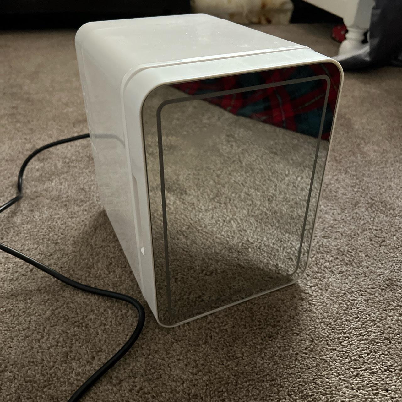 White Light Up Mirror Mini Fridge! Condition: Great... - Depop