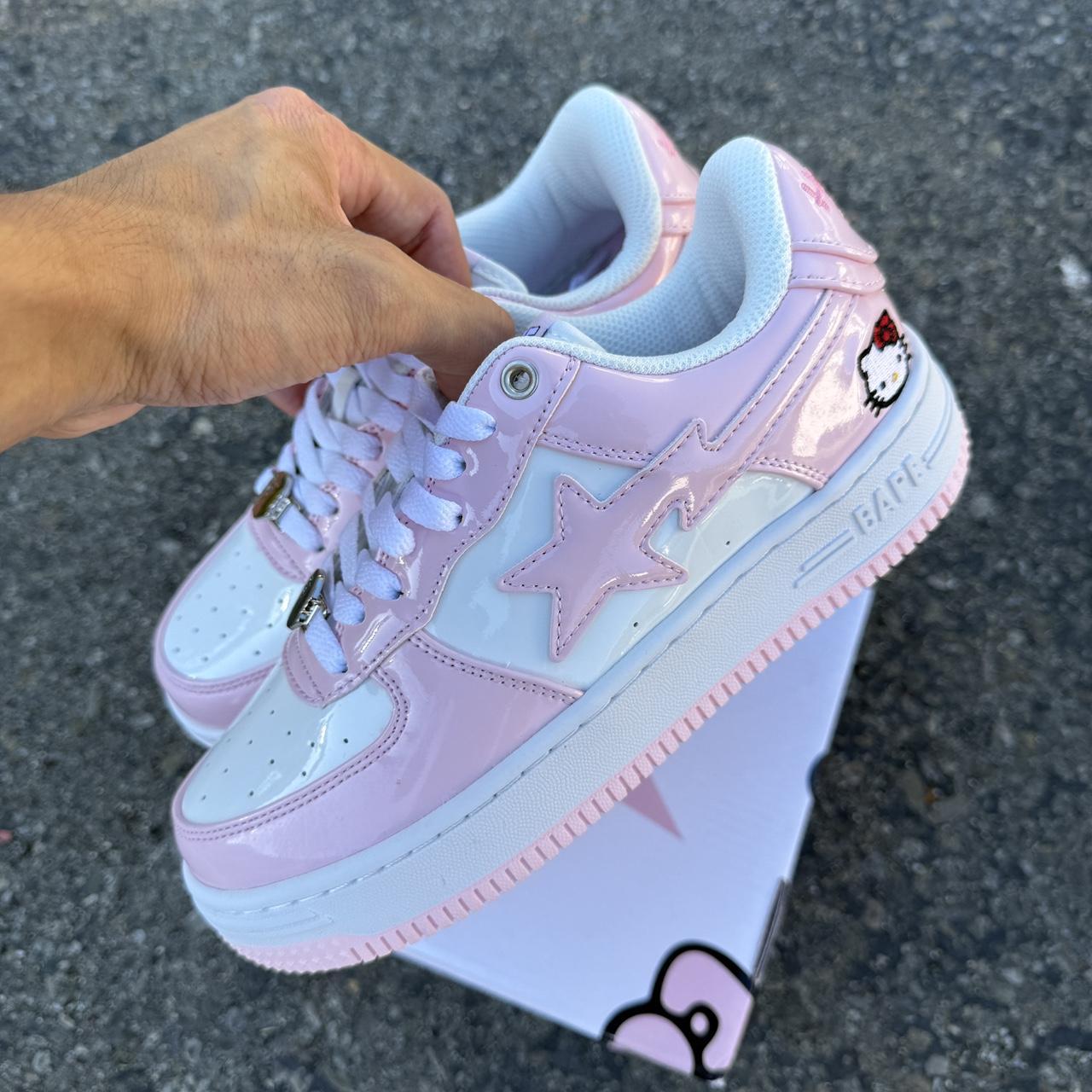 Doomsta bape pink hellokitty collab Size 4.5M equal... | Depop