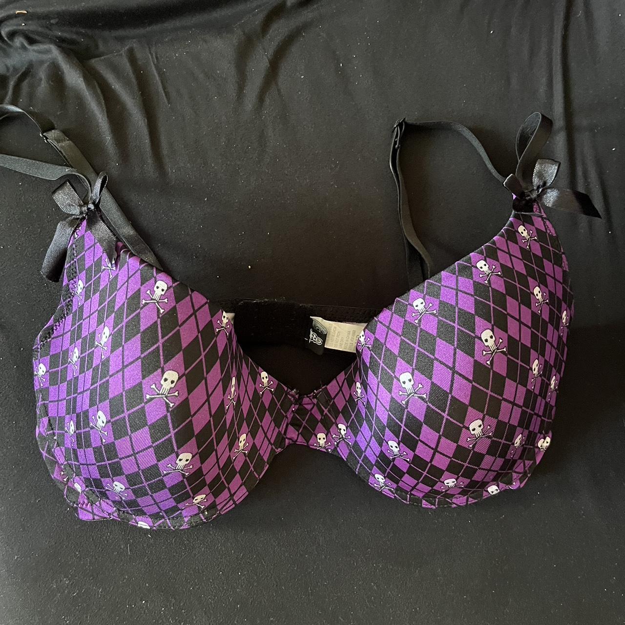 Morbid threads purple skull bra size 38D - Depop