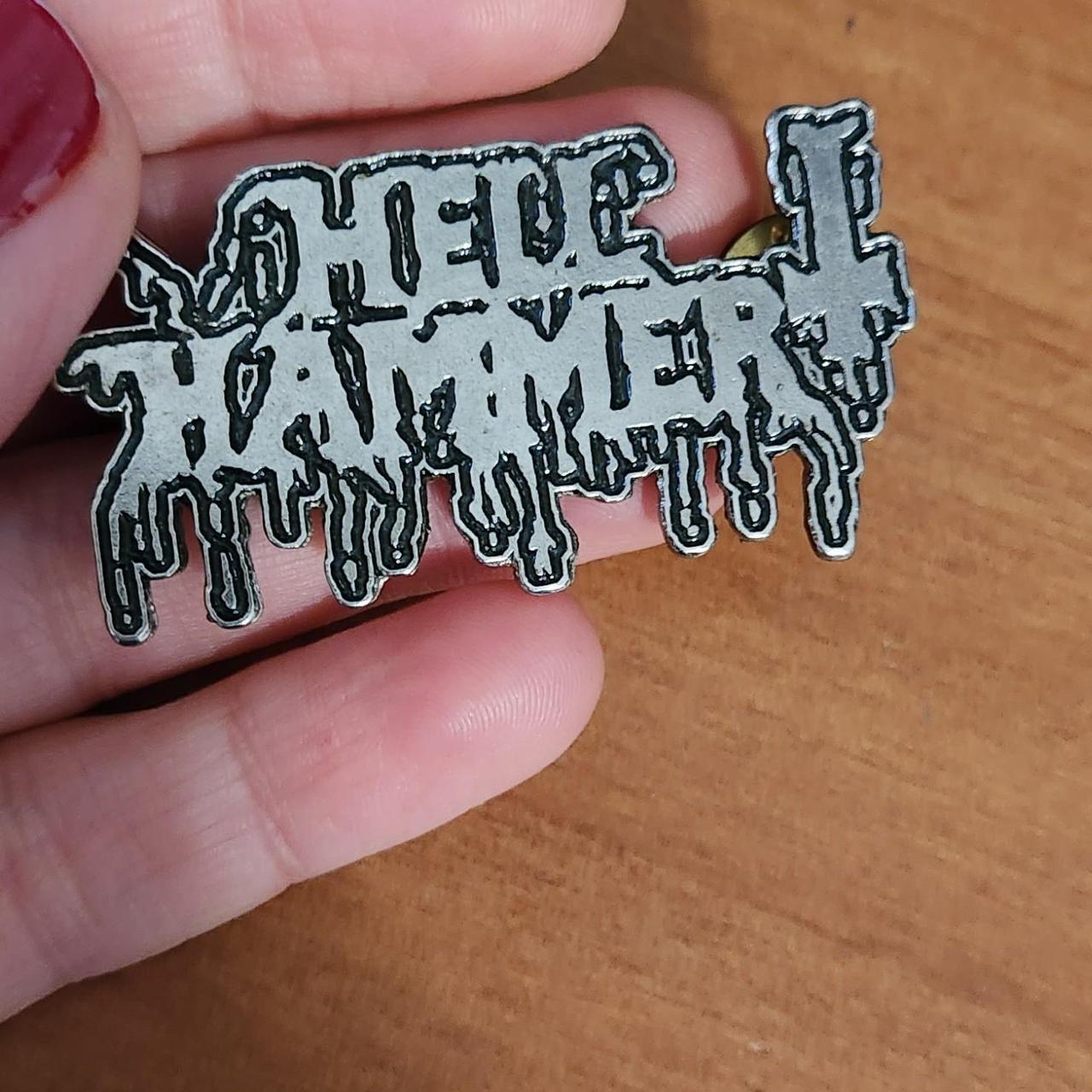 #hellhammer enamel clasp pin. Sold as is. #metal... - Depop