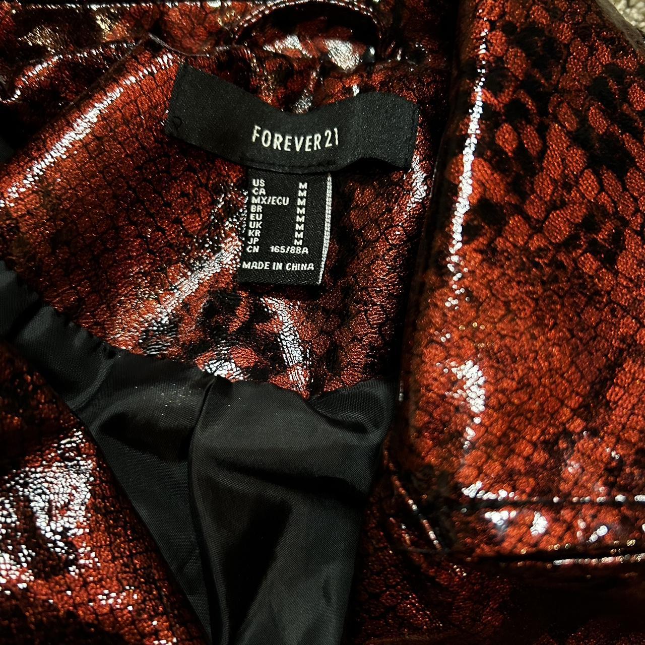 Shiny dark red and black snake pattern jacket Size... - Depop