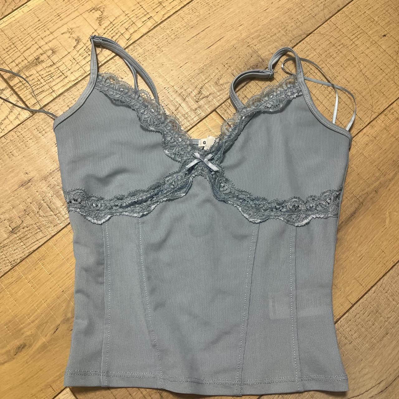 Light blue garage blue lace tank top #Garage - Depop