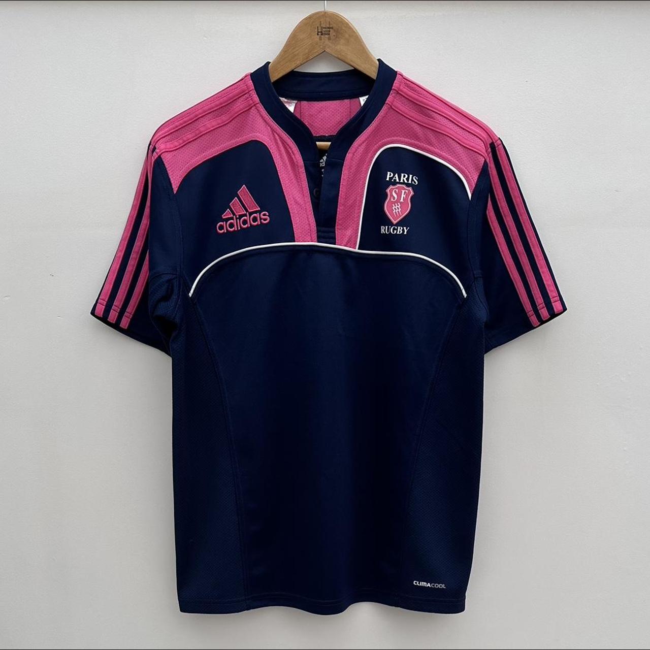 Adidas Navy and Pink Top | Depop