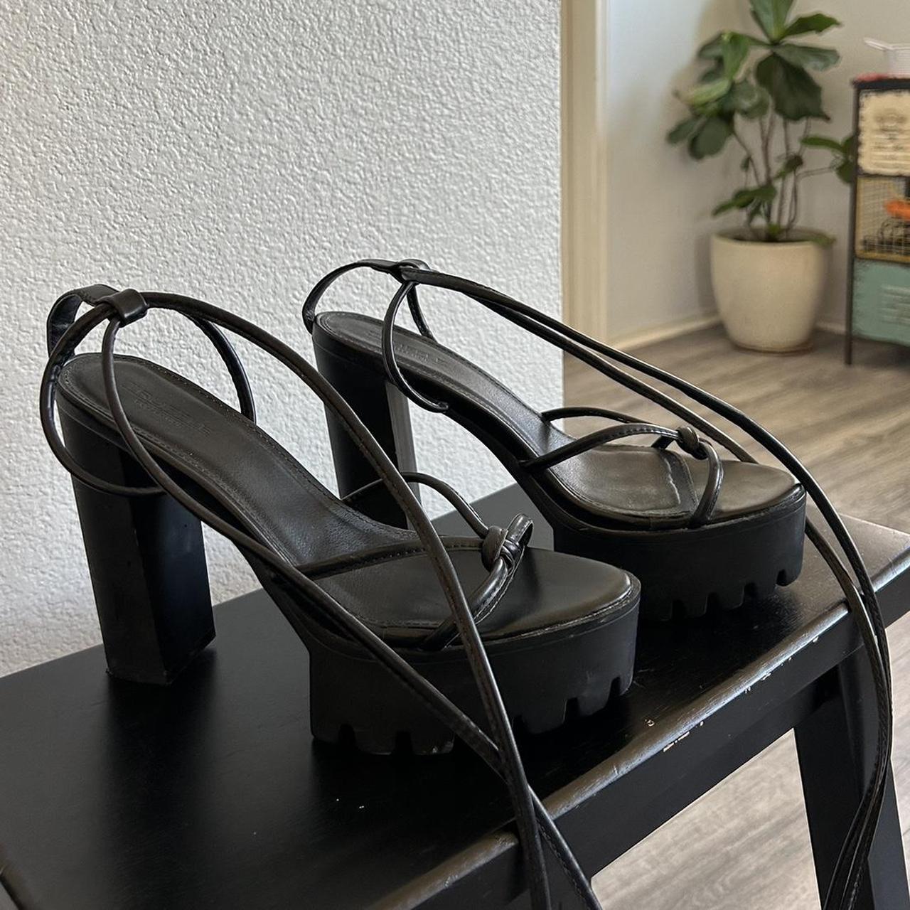 Raid Women's Black and Silver Sandals | Depop