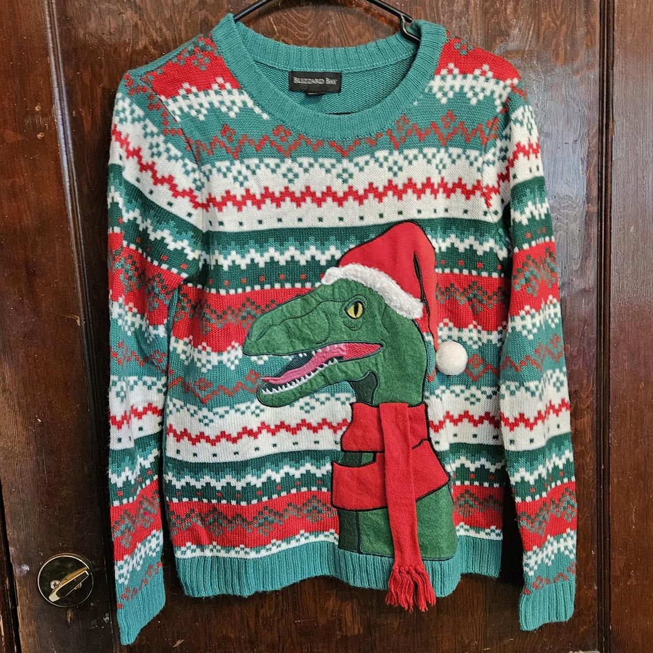 velociraptor dinosaur holiday ugly christmas sweater - Depop
