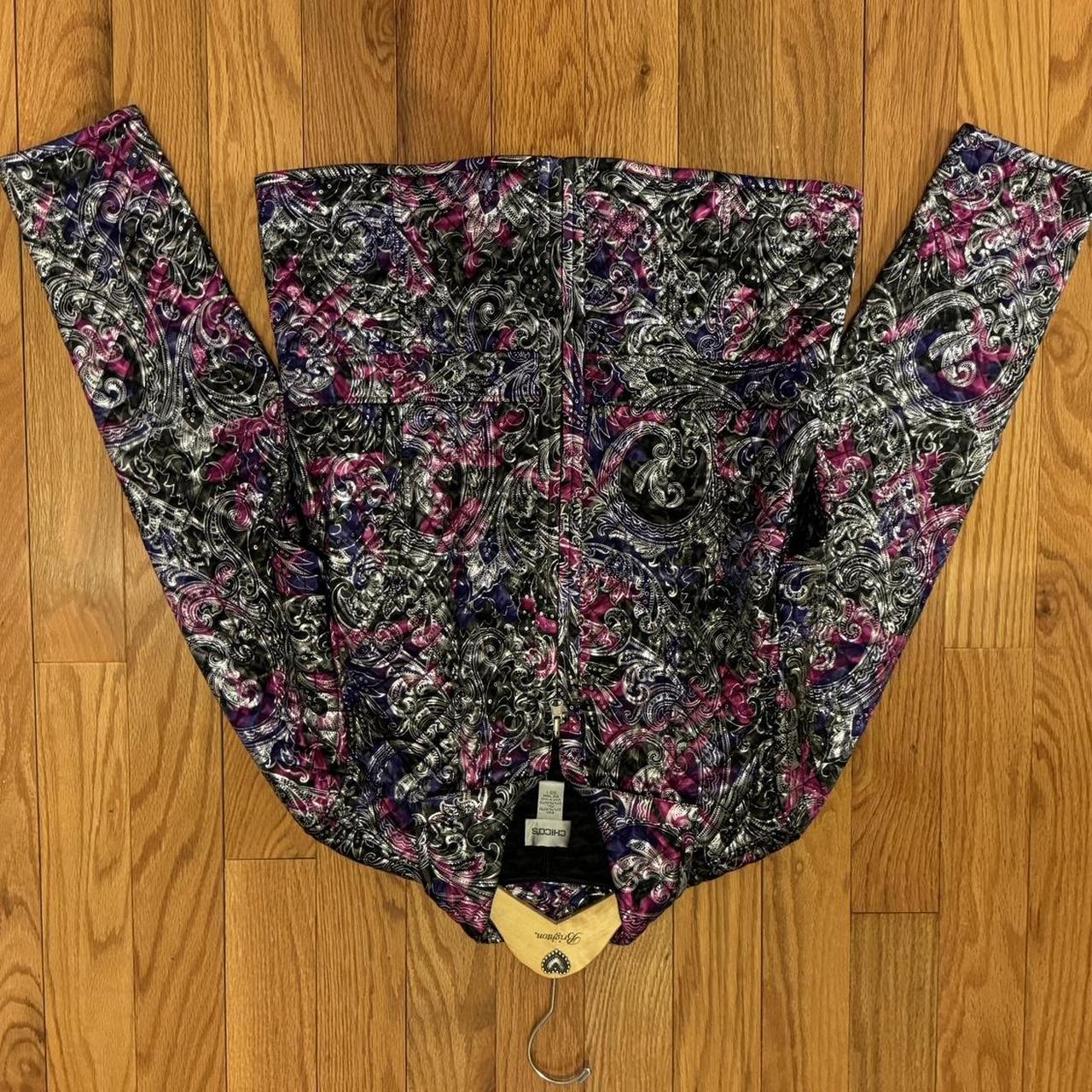 Colorful quilted jacket Chicos size 1 Chicos Never... - Depop