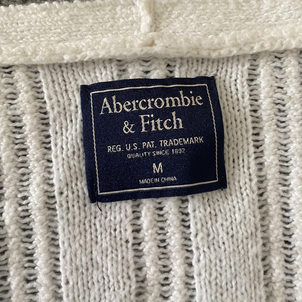 Cream/white, knitted Abercrombie & Fitch cardigan... - Depop