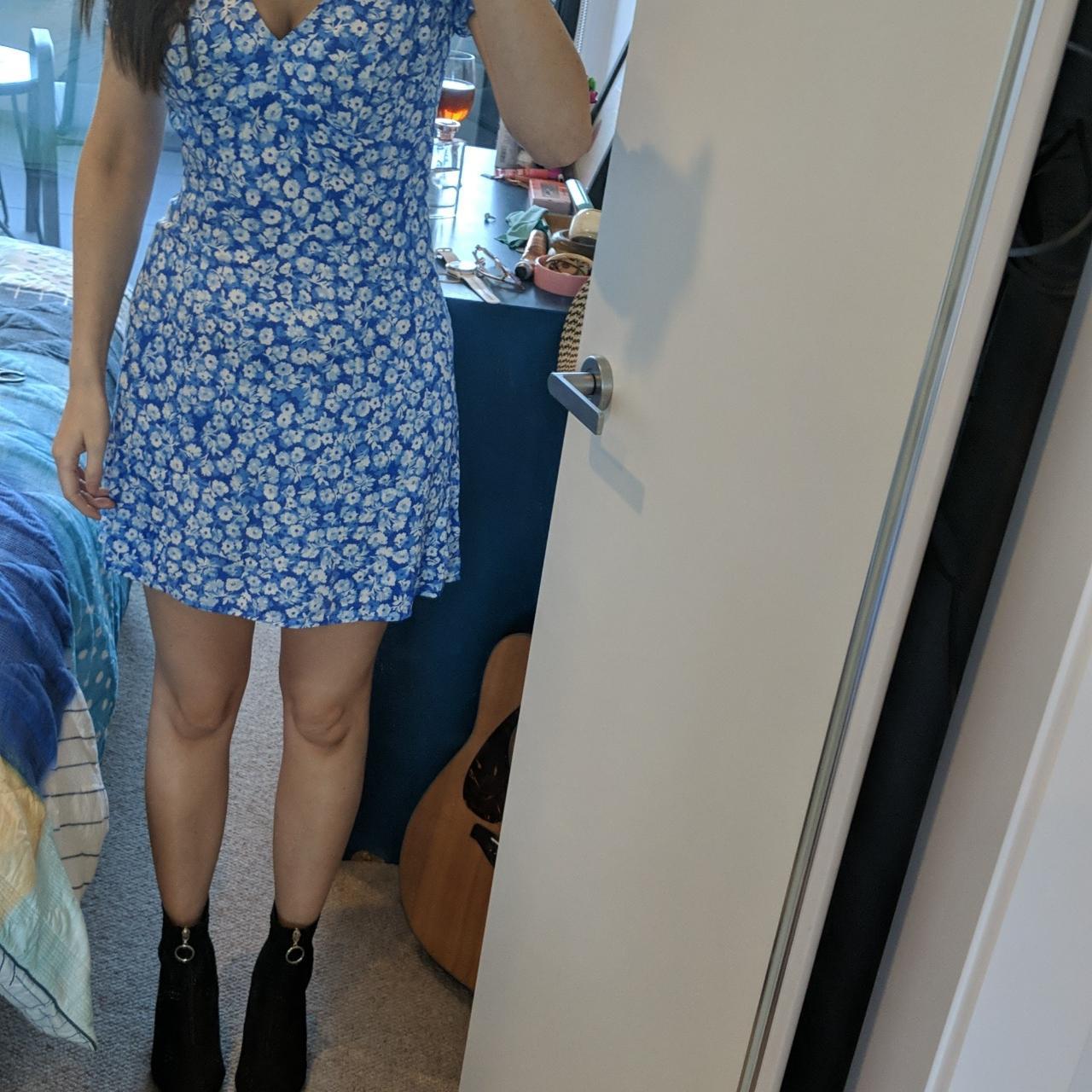 Kookai blue floral mini Size 38 (fits 8-10) Worn... - Depop